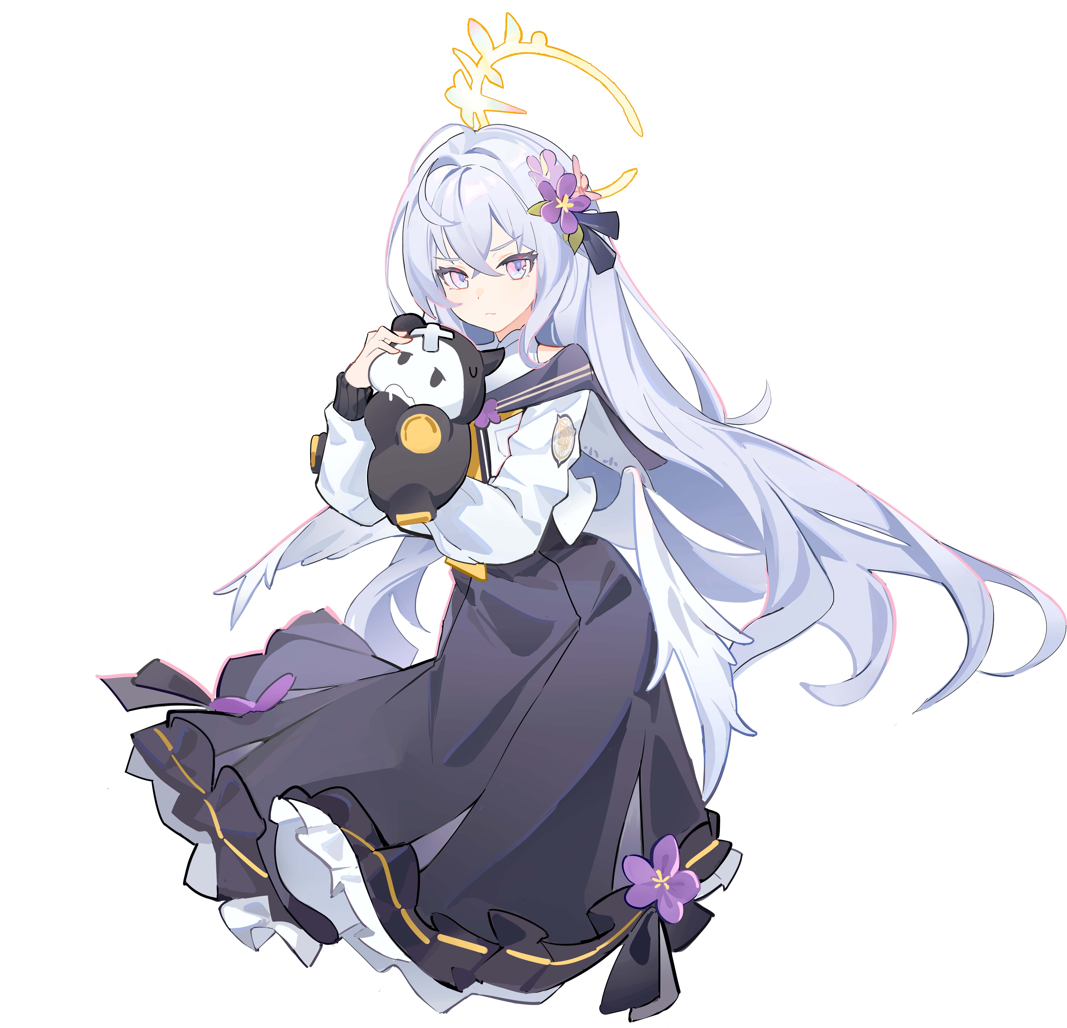 Safebooru - 1girl absurdres angel wings azusa (blue archive) black dress blue archive closed ...