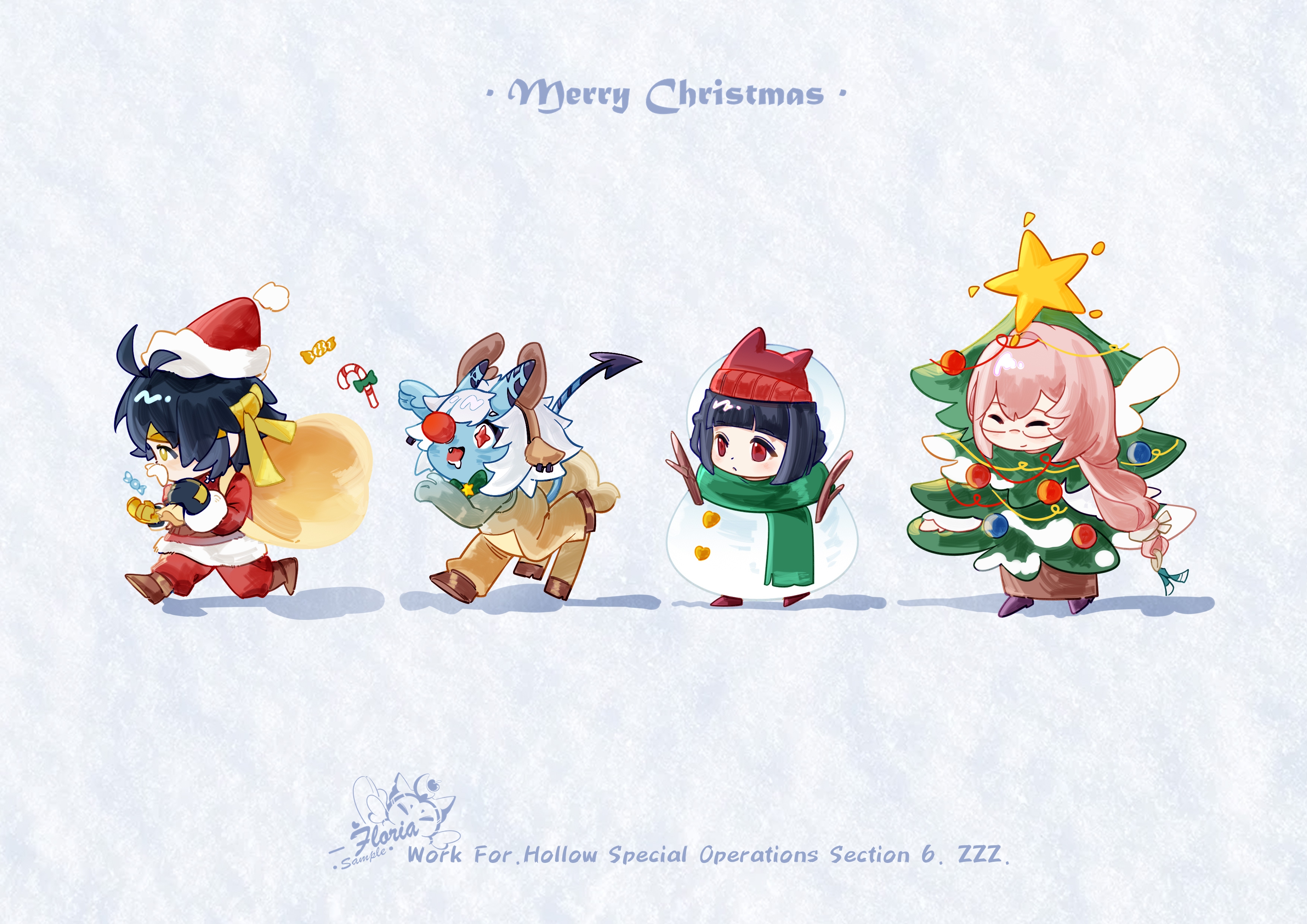 Safebooru - 1boy 3girls absurdres alternate costume animal ears asaba harumasa black hair blue ...