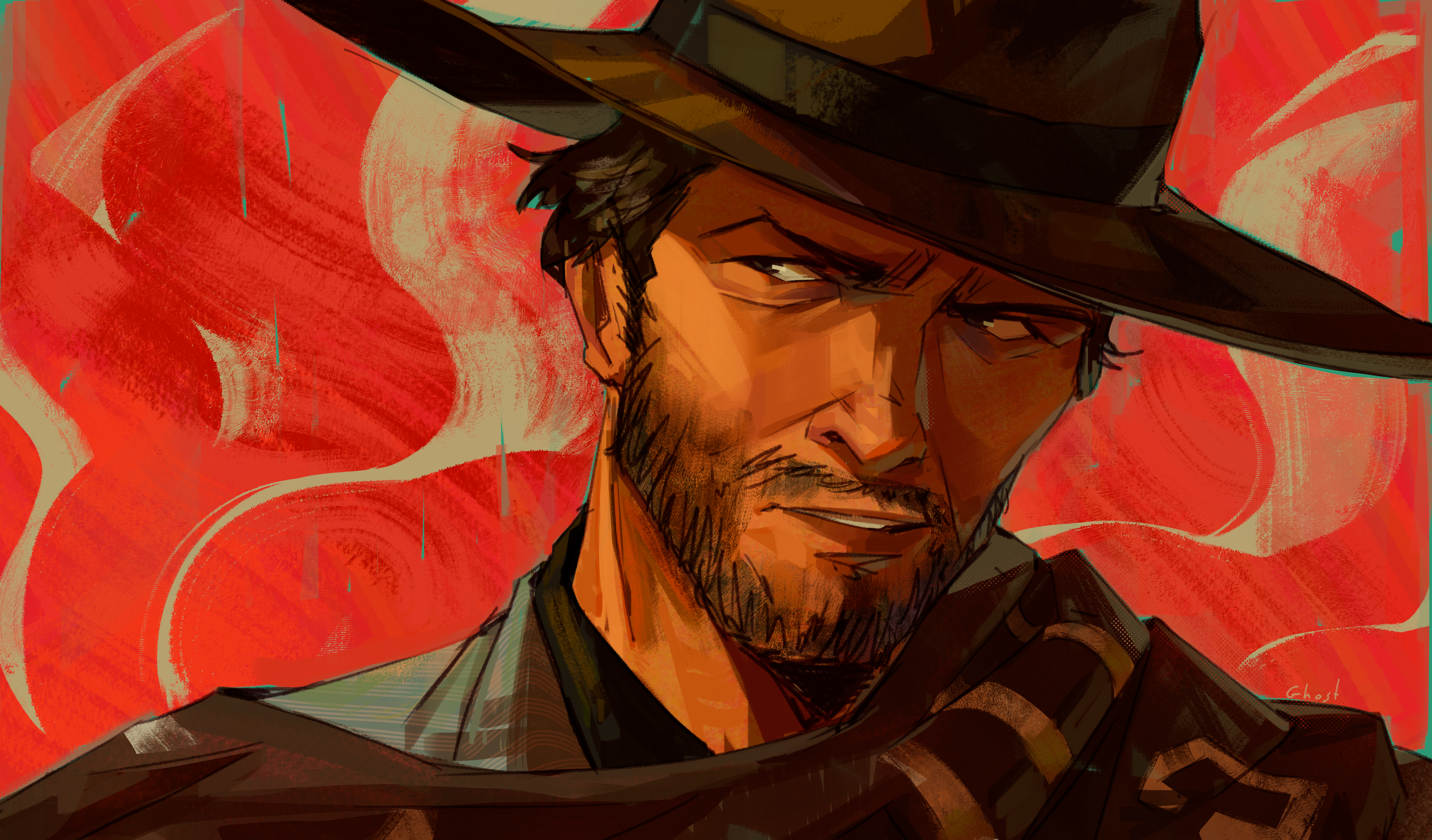 Safebooru - 1boy a fistful of dollars absurdres beard black hair clint ...