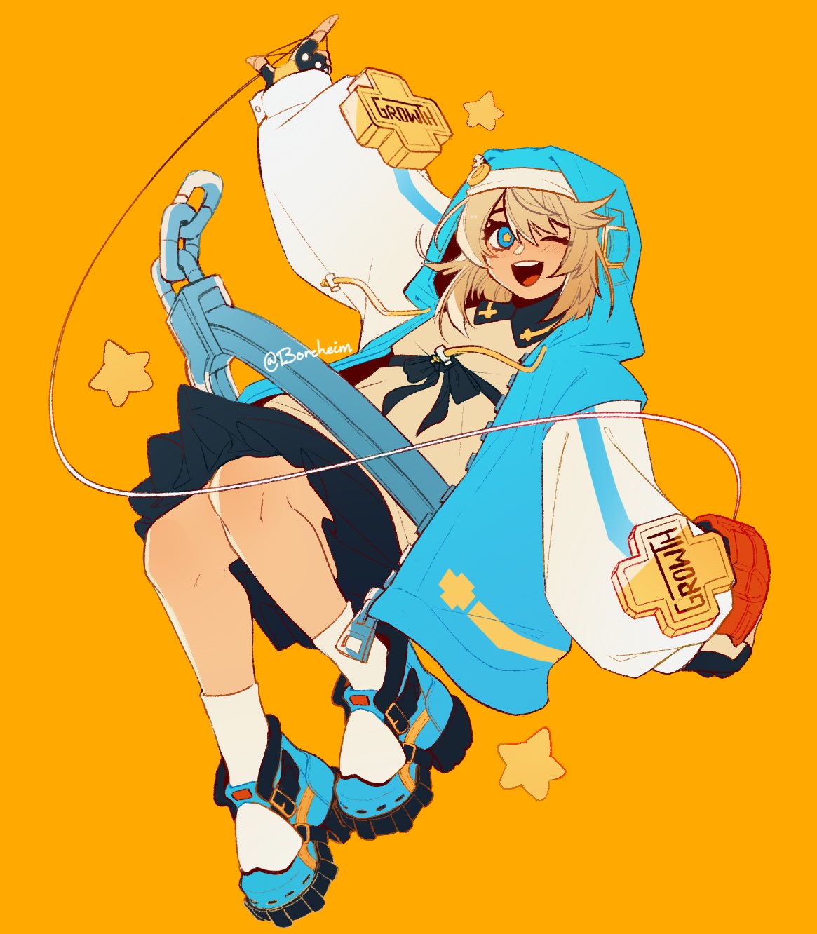 Safebooru - 1girl blonde hair blue footwear blue jacket blush borcheim ...