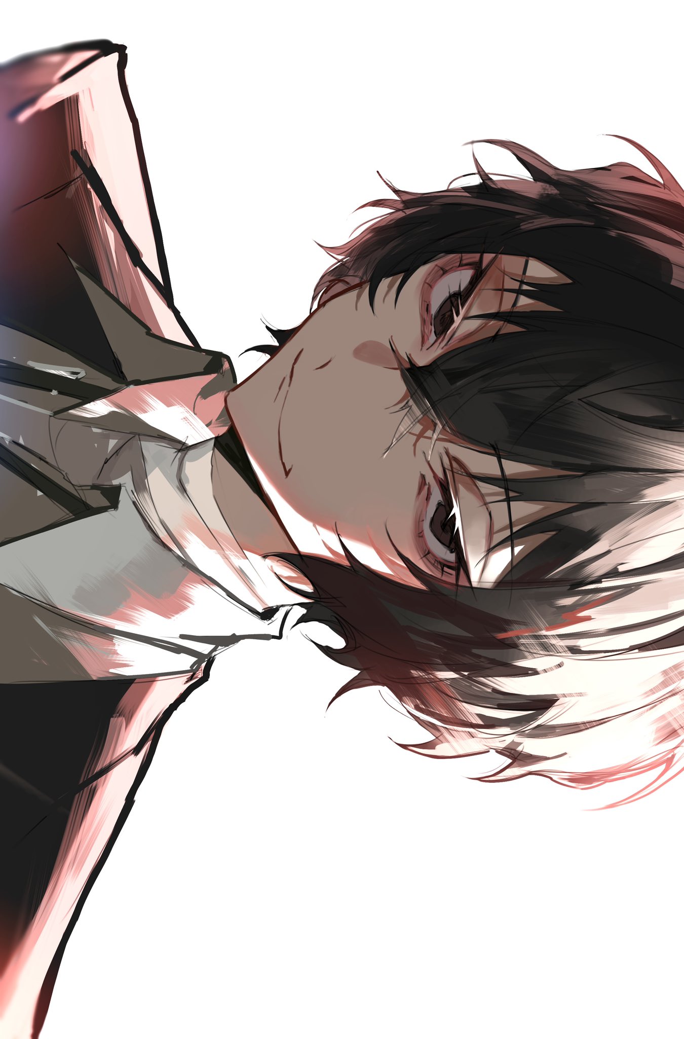 Safebooru - 1boy bandaged neck bandages black eyes black hair brown jacket bungou stray dogs ...