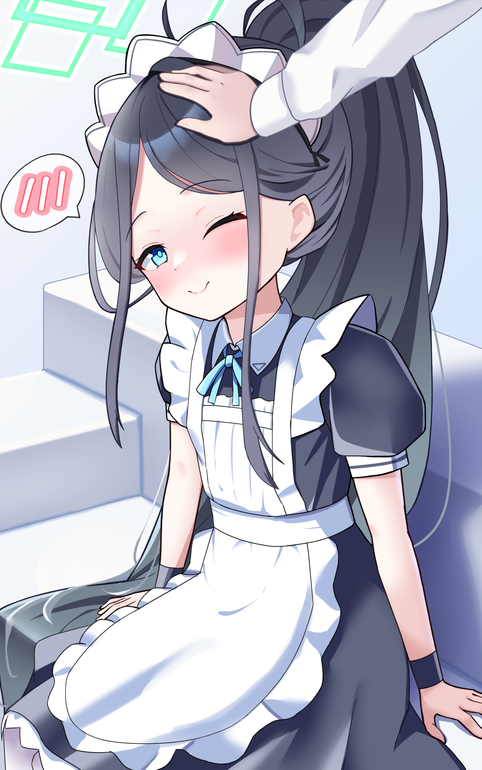 Safebooru - 1boy 1girl apron aris (blue archive) aris (maid) (blue archive) black hair blue ...