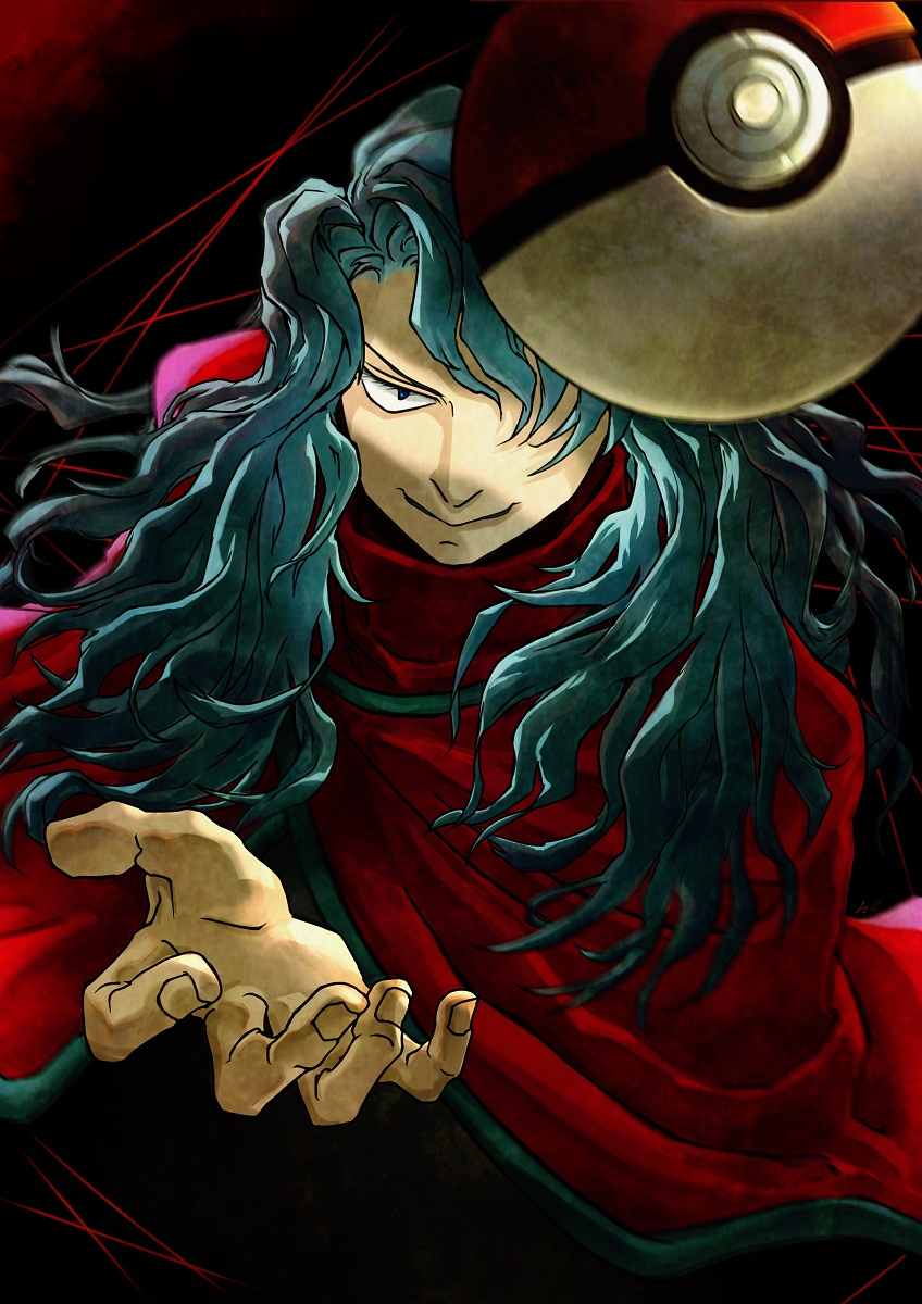 Safebooru - 1boy cape green hair hair over one eye highres hypnos ...