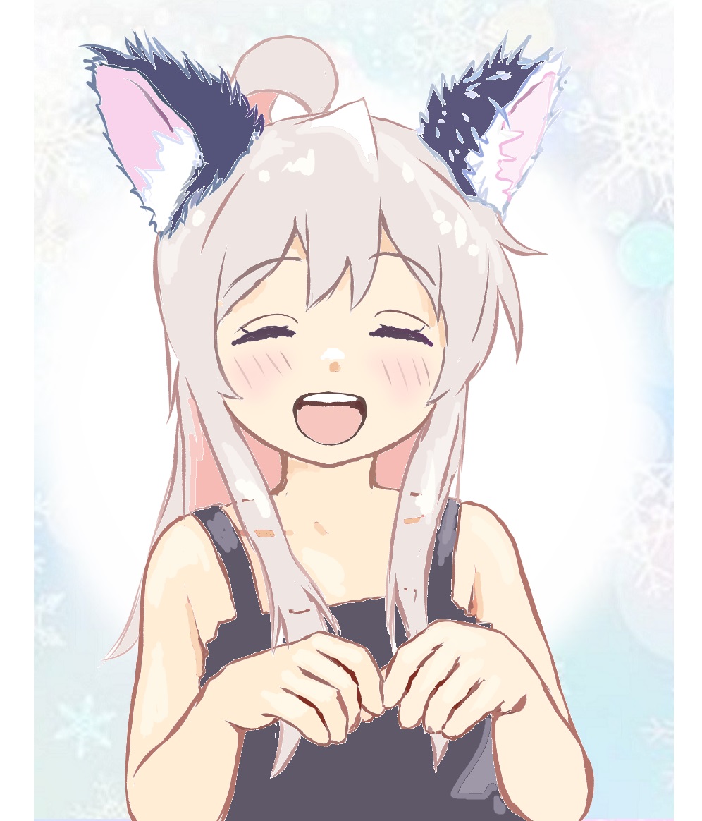 Safebooru - 1girl ^ ^ ahoge animal ears bare arms bare shoulders cat ears closed eyes colored ...