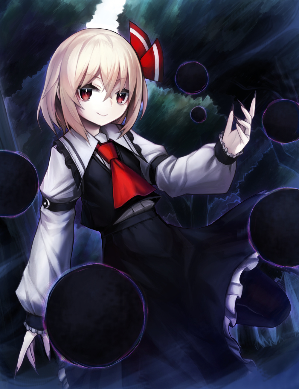 Safebooru - 1girl ascot black nails black skirt black vest blonde hair closed mouth collared ...