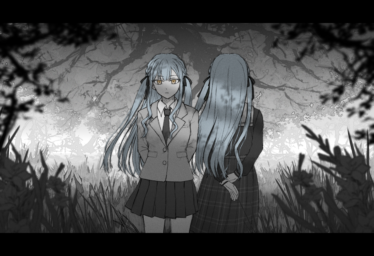 Safebooru - 2girls arms behind back bang dream! bang dream! it's mygo!!!!! blue hair commentary ...