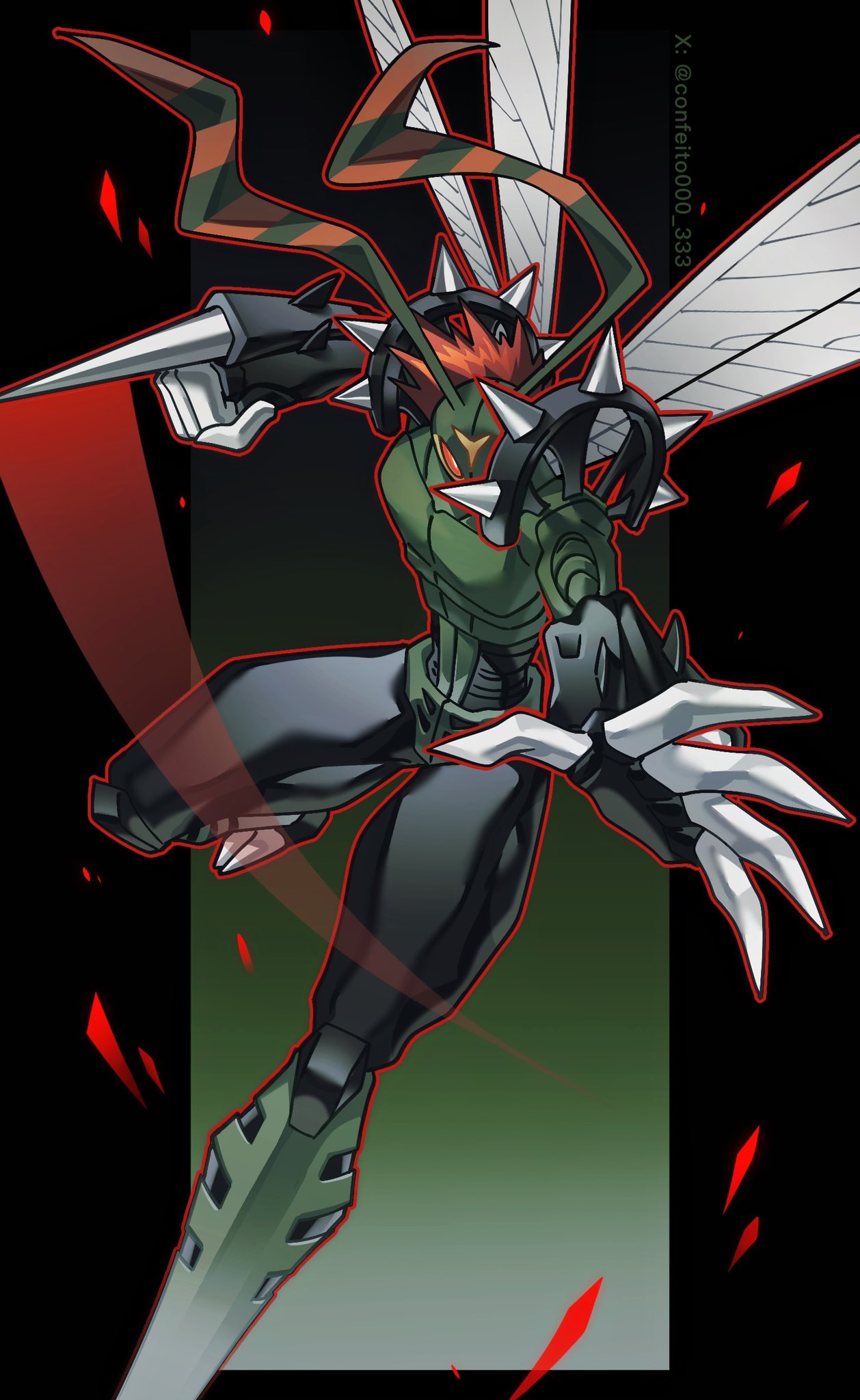 Safebooru - arm blade black background bug confeito000 333 digimon ...