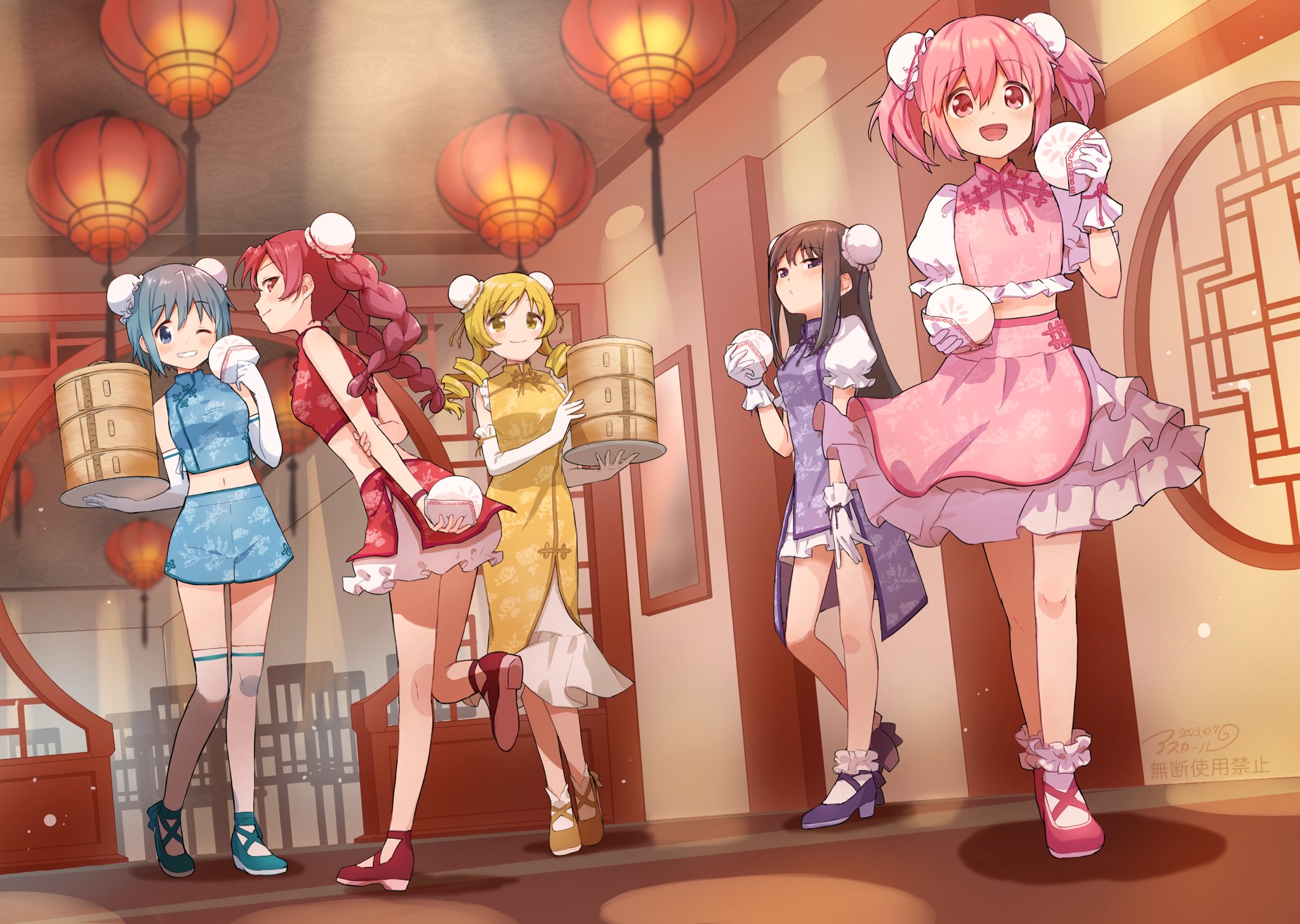 Safebooru - akemi homura alternate costume alternate hairstyle architecture asukaru (magika ru ...