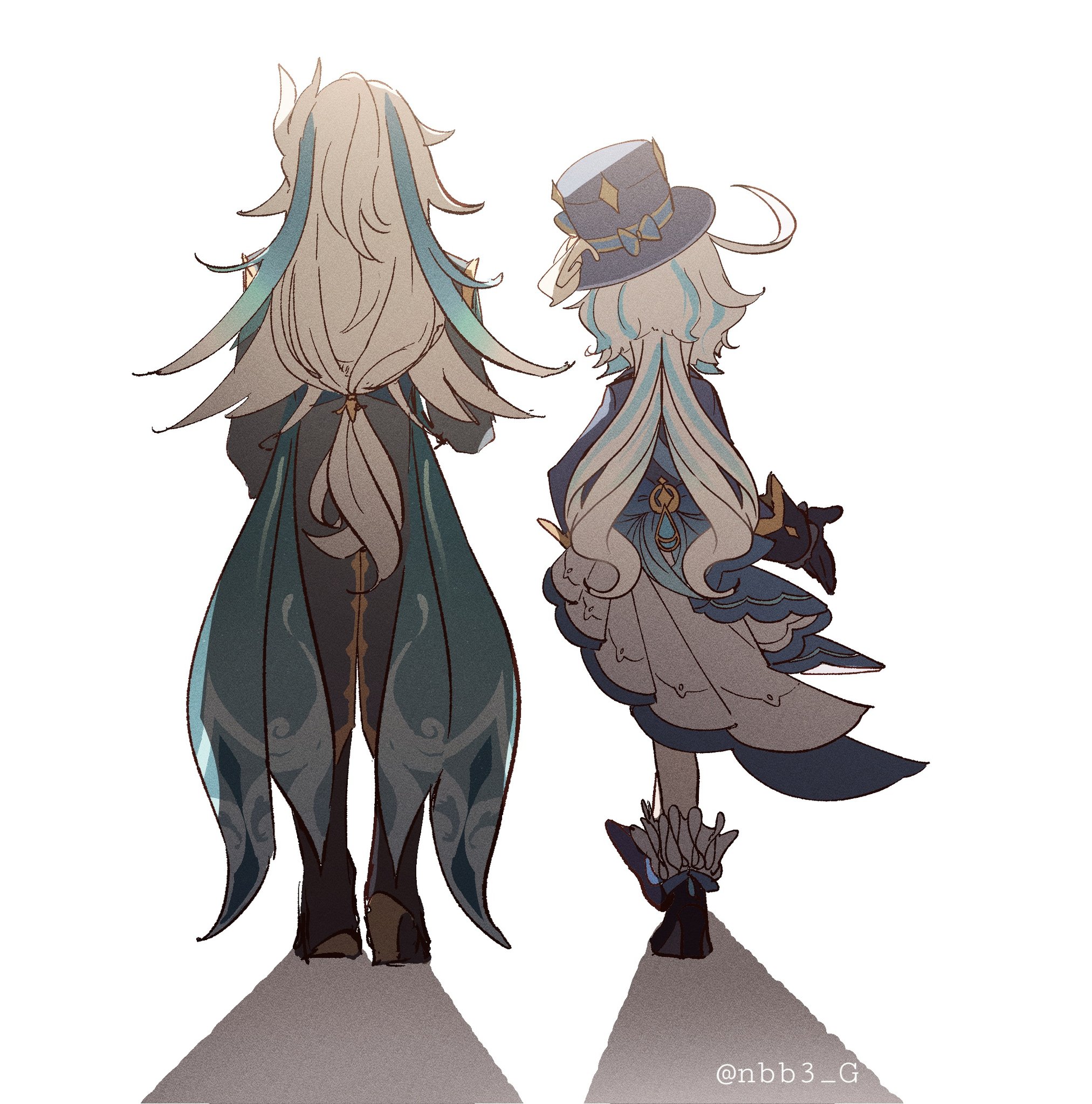 Safebooru - 1boy 1girl ahoge black coat black footwear black gloves blue coat blue gemstone blue ...
