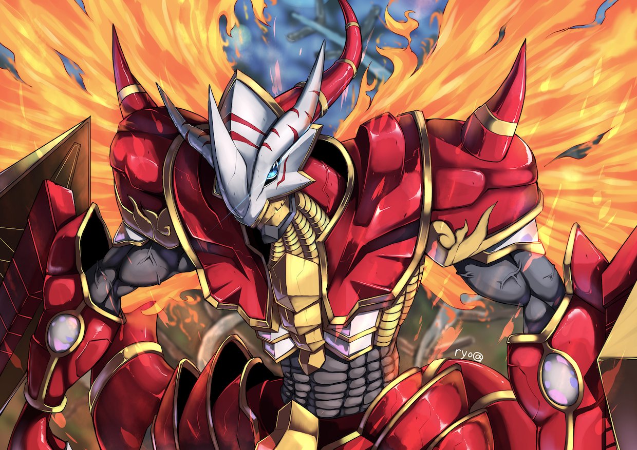 Safebooru - 1boy armor blue eyes digimon digimon (creature) horns ...