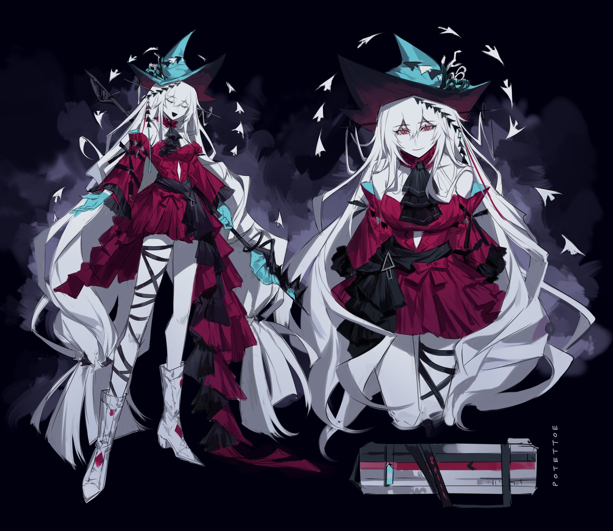 Safebooru - 1girl arknights ascot black ascot black background breasts detached sleeves dress ...