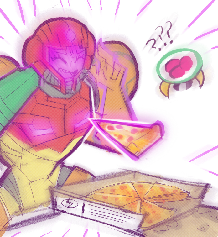 Safebooru - 1girl ? ?? arm cannon closed eyes demonbloodpal food man ...