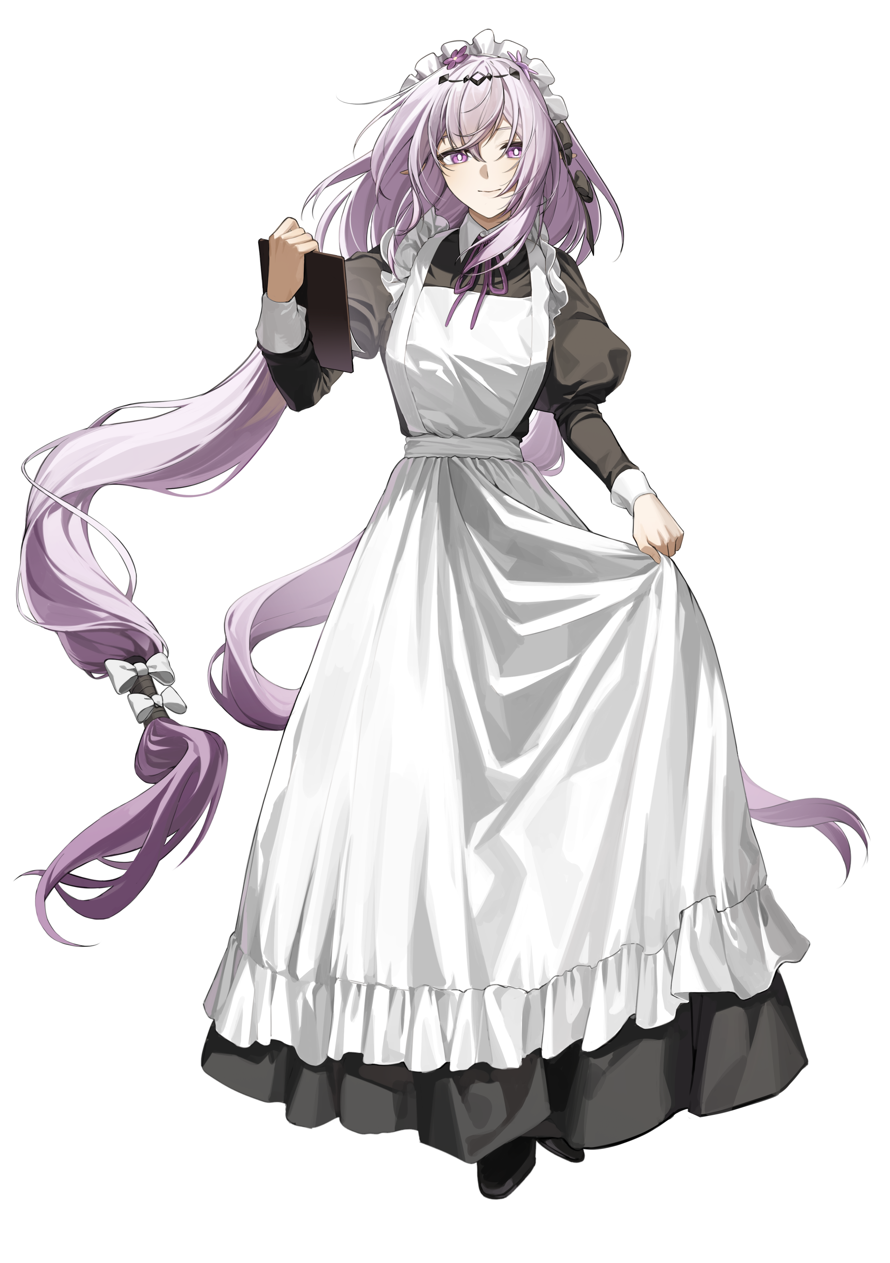 Safebooru - 1girl absurdres alternate costume apron black dress black shoes castorice (honkai ...