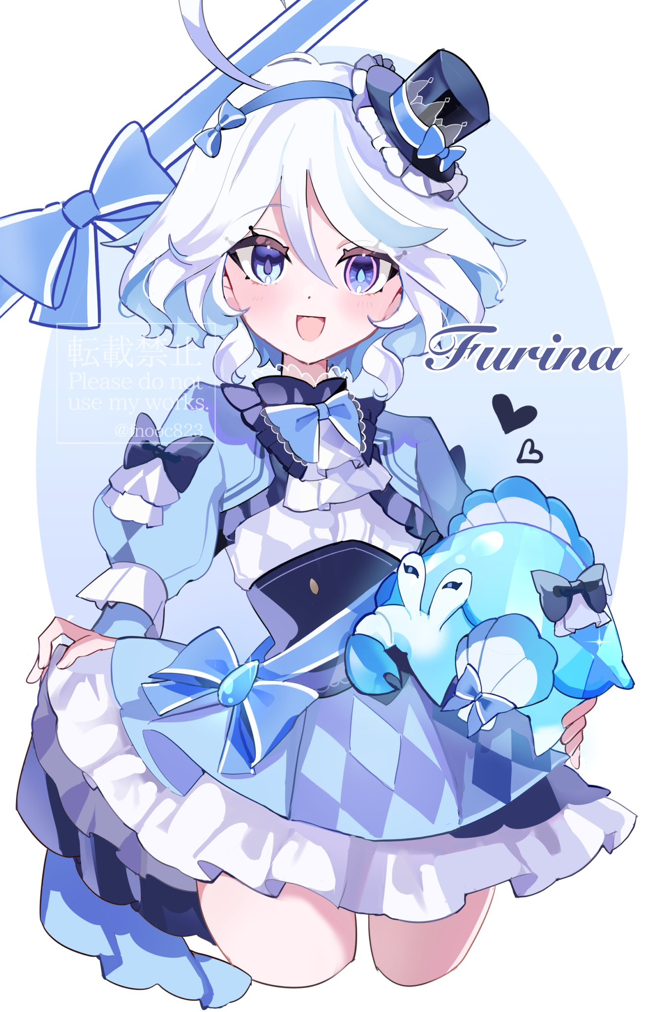 Safebooru - 1girl :d ahoge alternate costume blue bow blue bowtie blue dress blue eyes blue hair ...