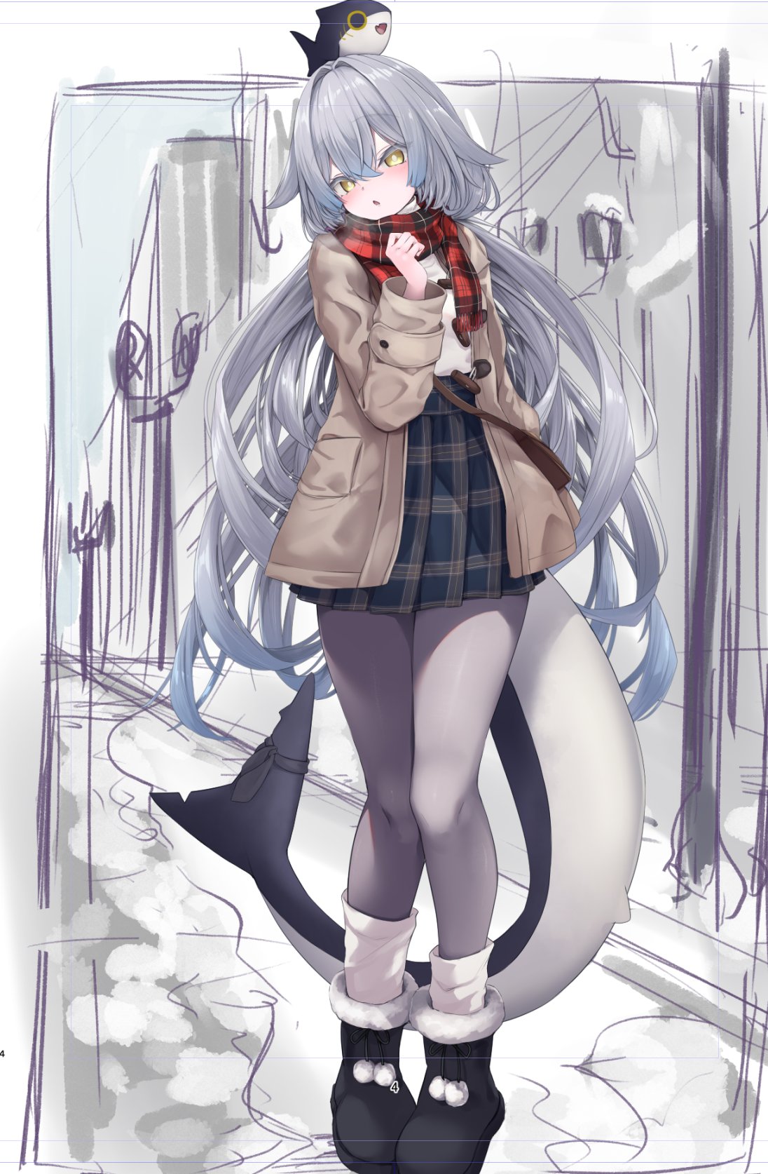 Safebooru - 1girl :o alternate costume animal on head bag black shoes black skirt bloop (gawr ...
