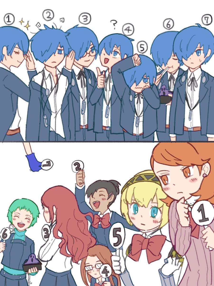 Safebooru - aigis (persona) android black hair blonde hair blue hair ...