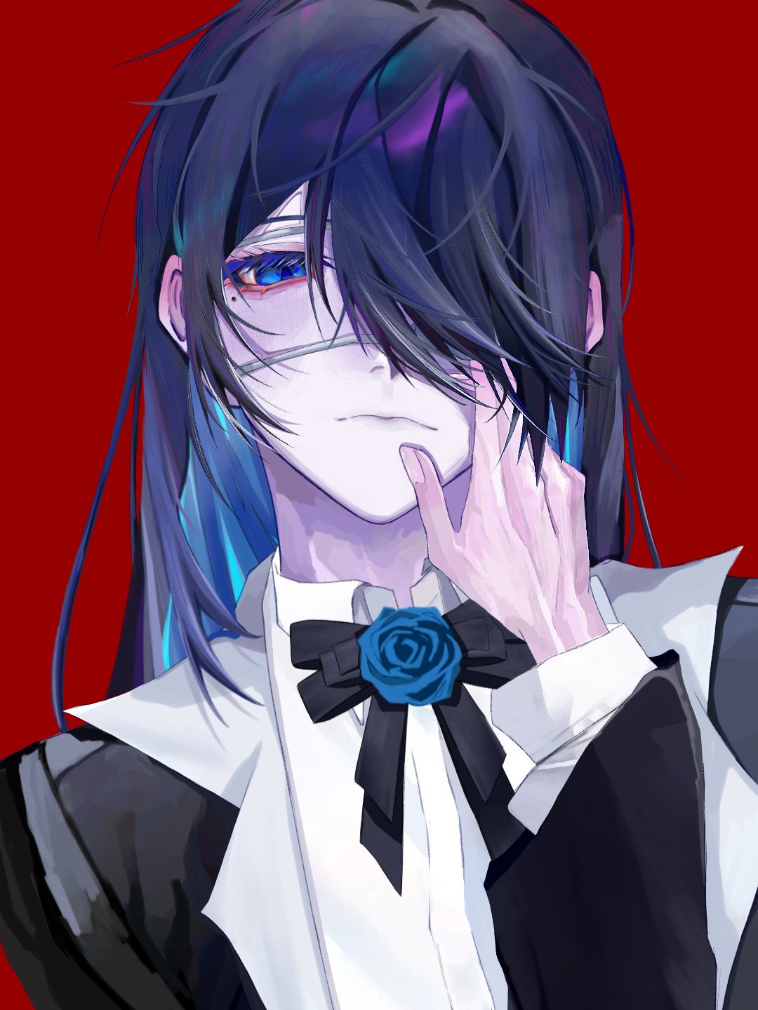 Safebooru - 1girl ado (utaite) aegyo sal black ribbon blue eyes blue ...