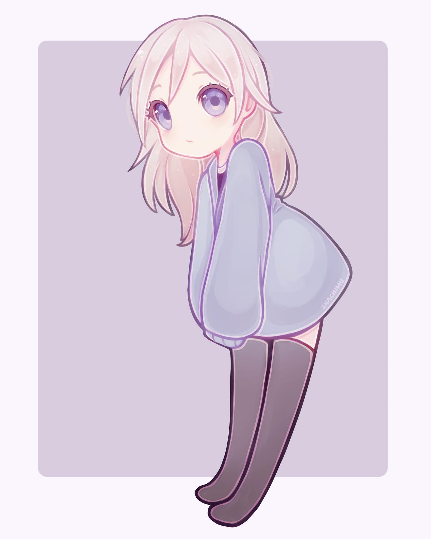 Safebooru - 1girl black thighhighs blue eyes blue jacket commentary ...