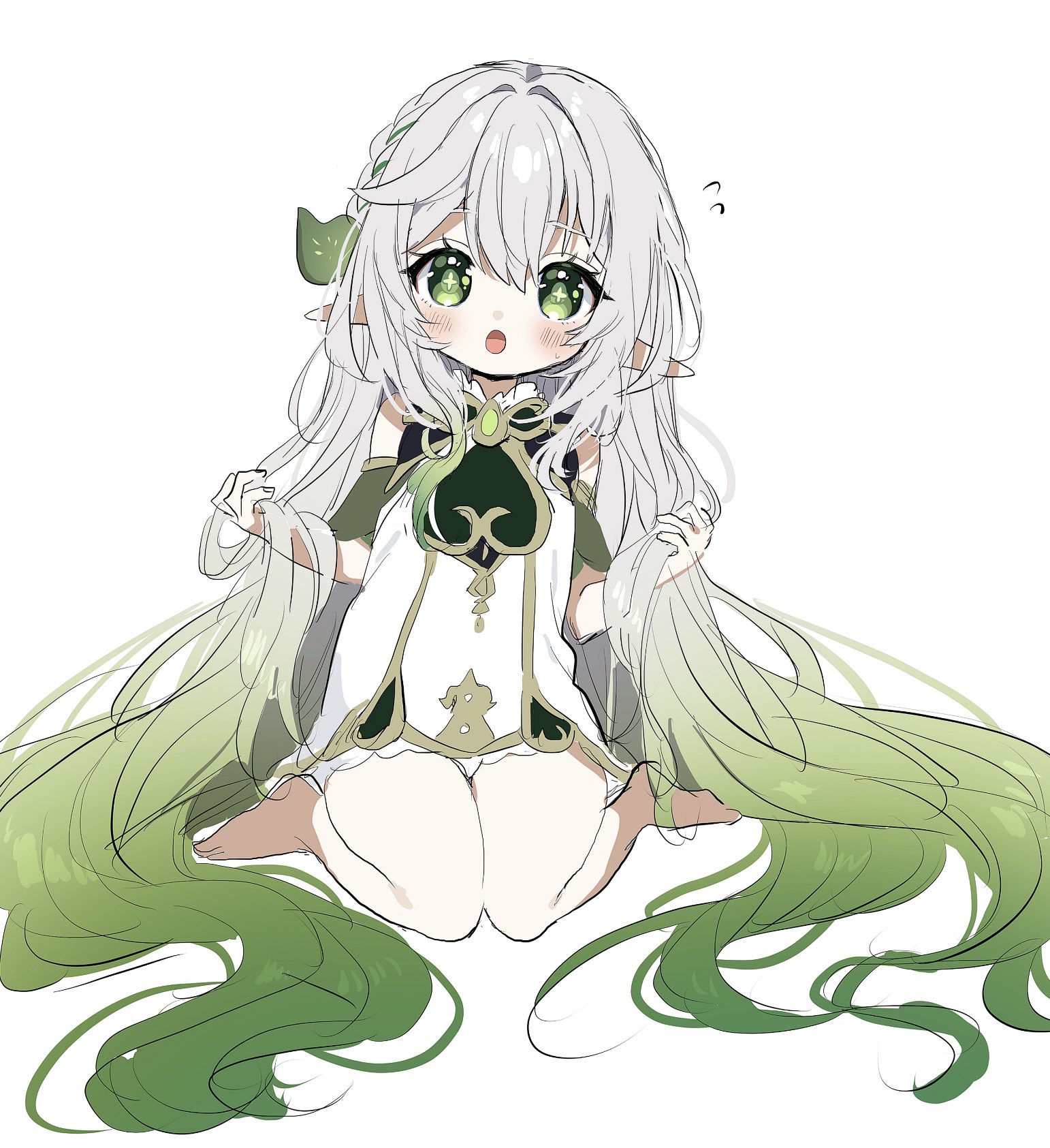 Safebooru - 1girl :o absurdly long hair alternate hair length alternate hairstyle barefoot ...