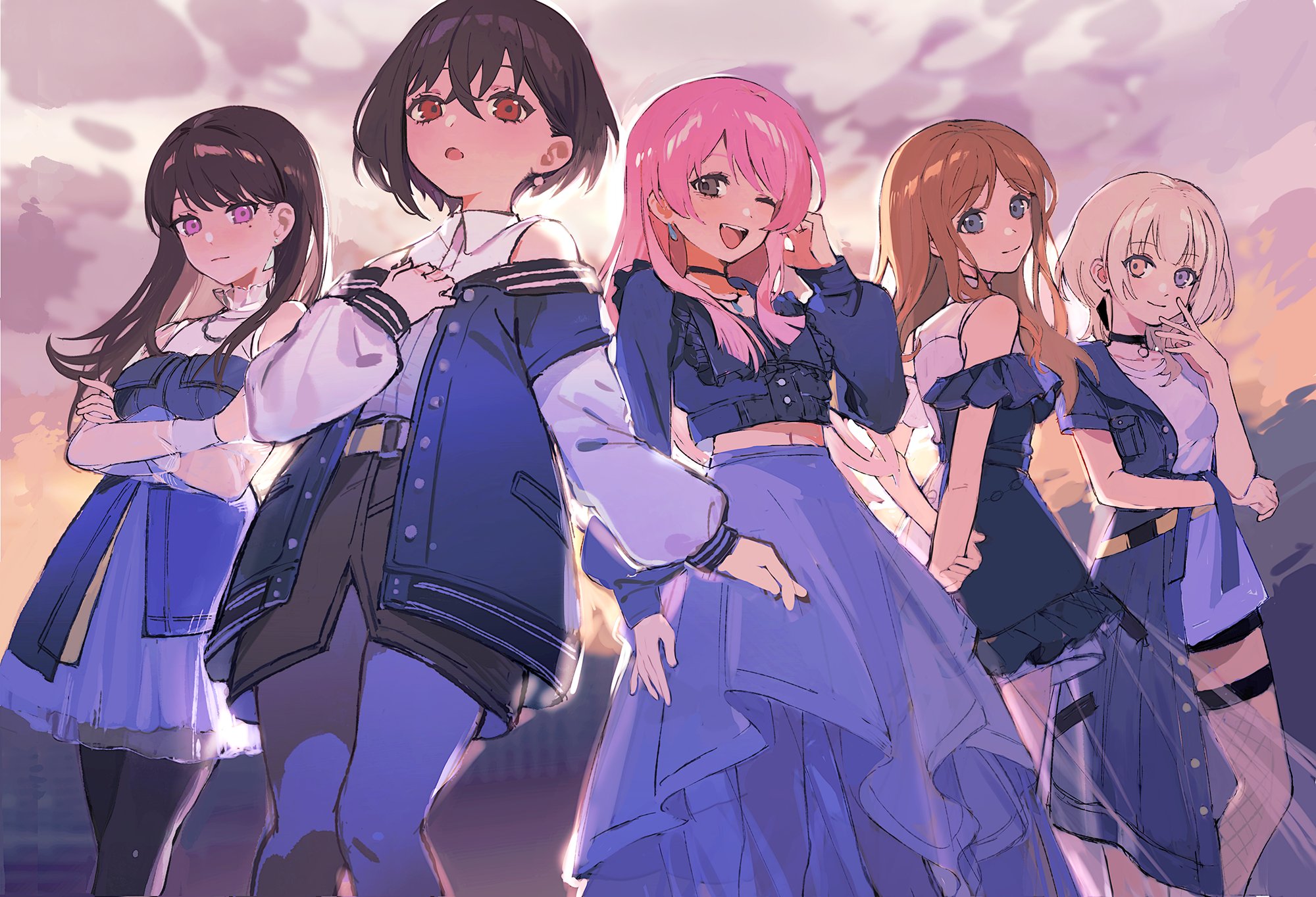Safebooru - 5girls arms behind back bang dream! bang dream! it's mygo!!!!! black choker black ...