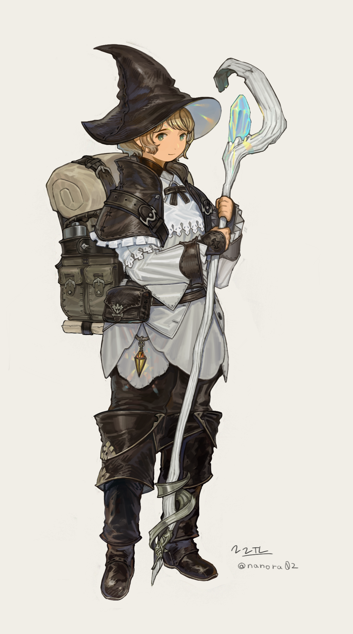 Safebooru - 1girl backpack bag belt belt pouch blonde hair boots brown footwear brown headwear ...