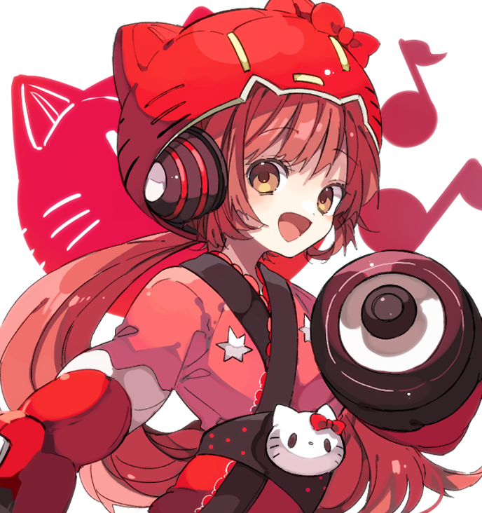 Safebooru - 1girl :d animal helmet arm cannon blunt bangs bodysuit ...