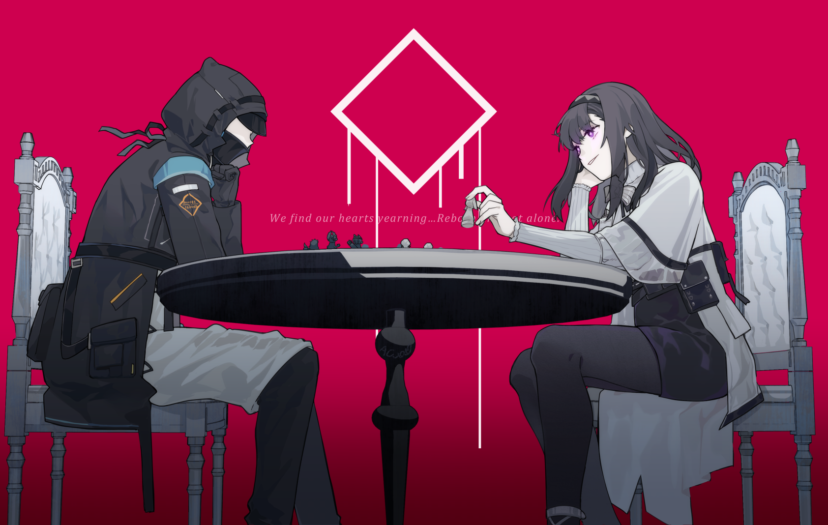 Safebooru - 1girl 1other arknights black hair black hairband black jacket black pantyhose black ...