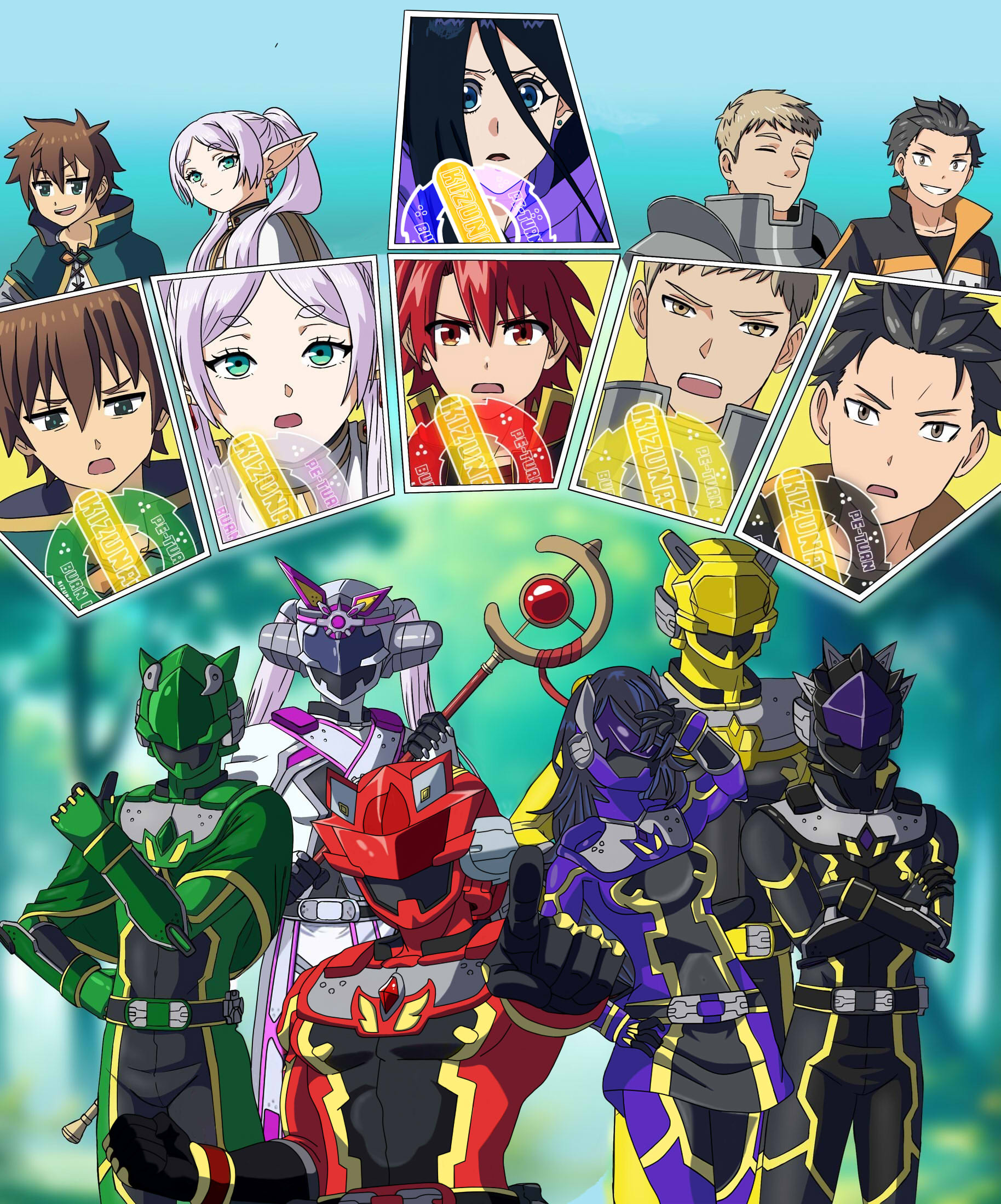 Safebooru - 2girls 4boys asagaki toogo capelet dungeon meshi elf frieren green capelet group ...