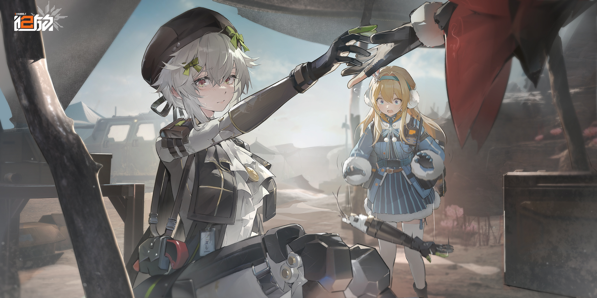 Safebooru - 3girls artist request ascot beret black gloves black hat ...