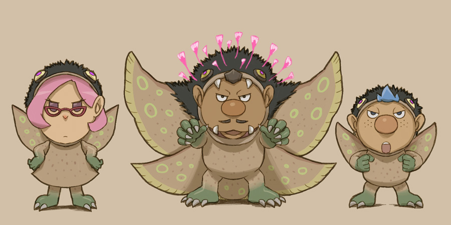 Safebooru - 1girl 2boys alien alph (pikmin) animal costume big nose ...