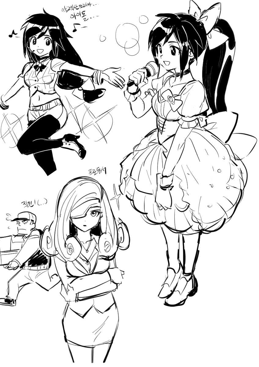 Safebooru - 1boy 2girls adelbert steiner alternate costume alternate universe arms under breasts ...