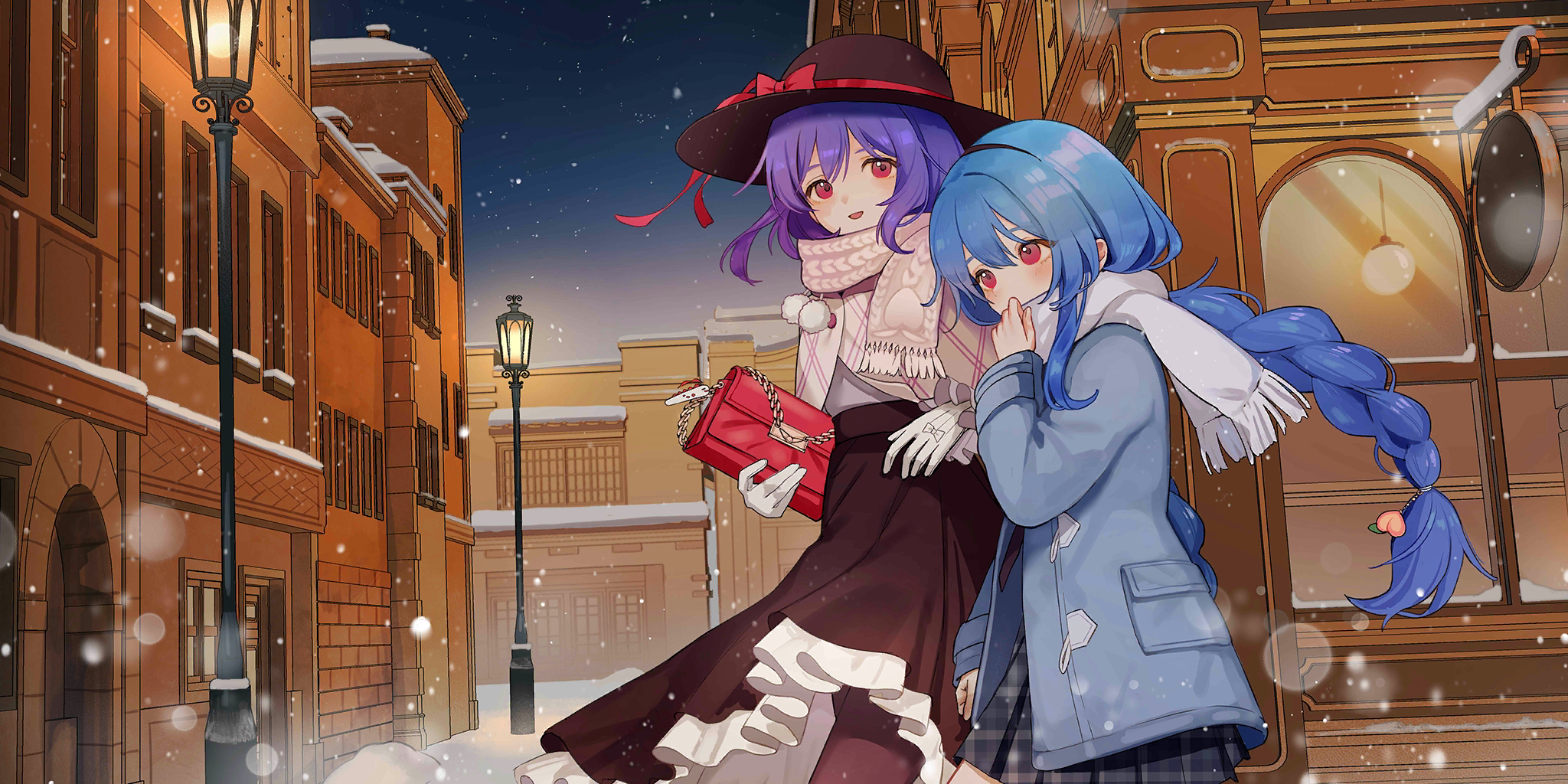 Safebooru - 2girls adapted costume alternate costume alternate hairstyle bag black skirt blue ...