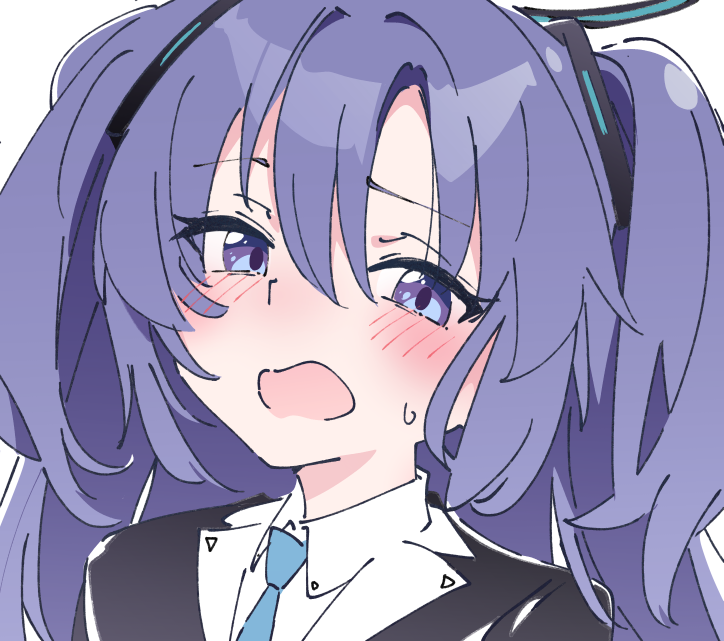 Safebooru - 1girl blue archive blue eyes blue hair blue necktie blush halo ixy looking at viewer ...