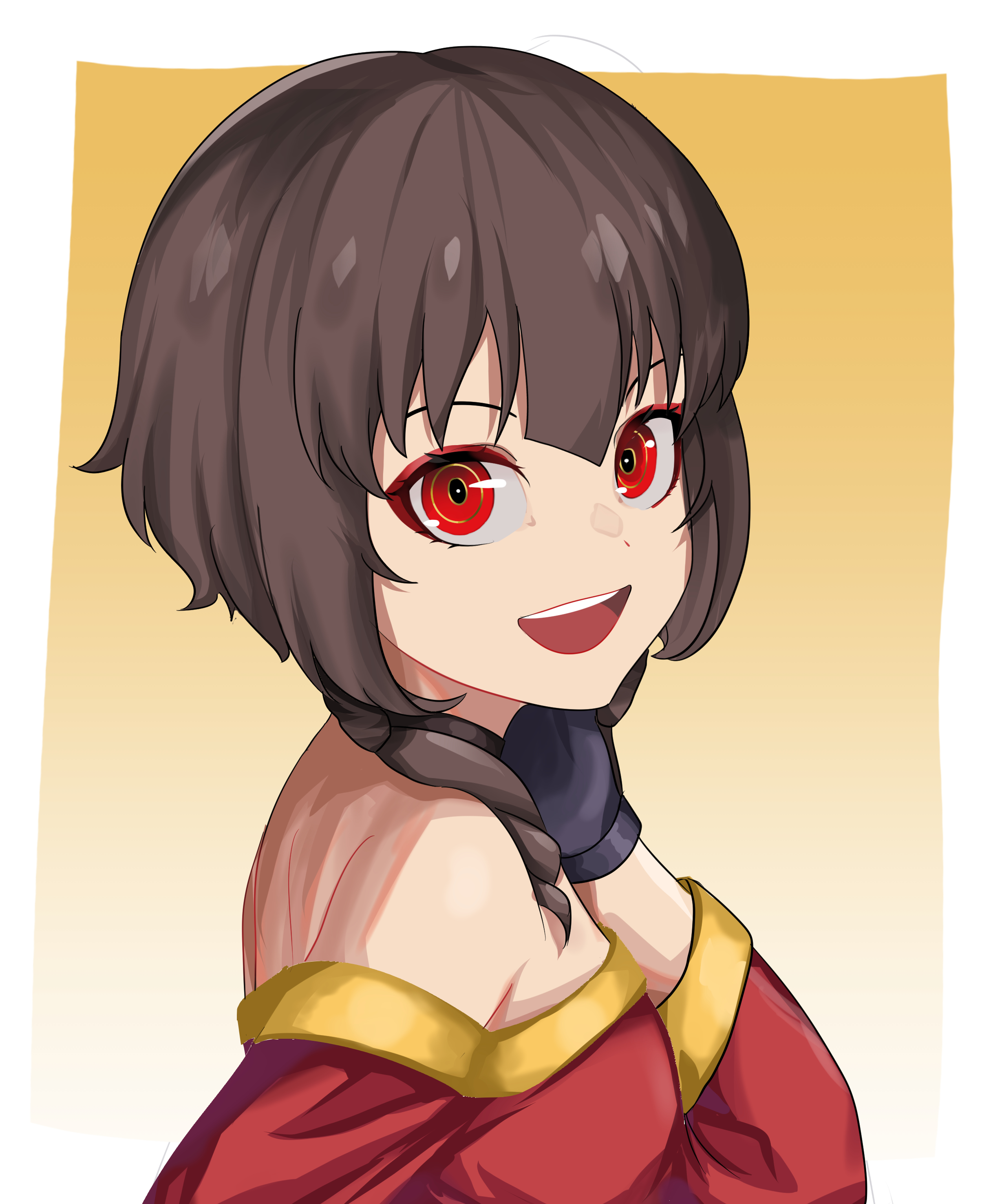 Safebooru - 1girl :d absurdres black choker black gloves brown hair ...