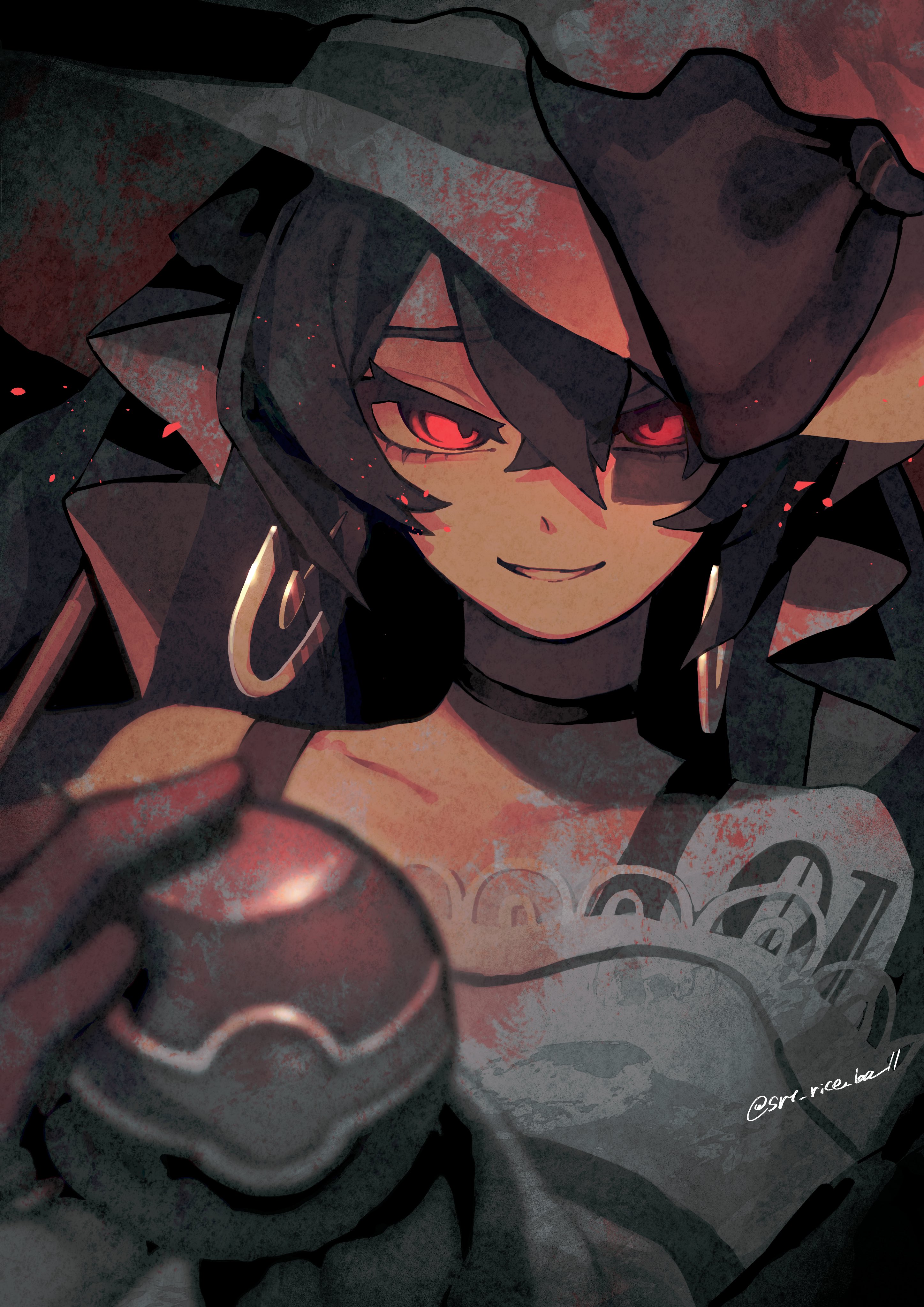 Safebooru - 1girl absurdres bare shoulders black bow black choker bow choker dark miku (project ...