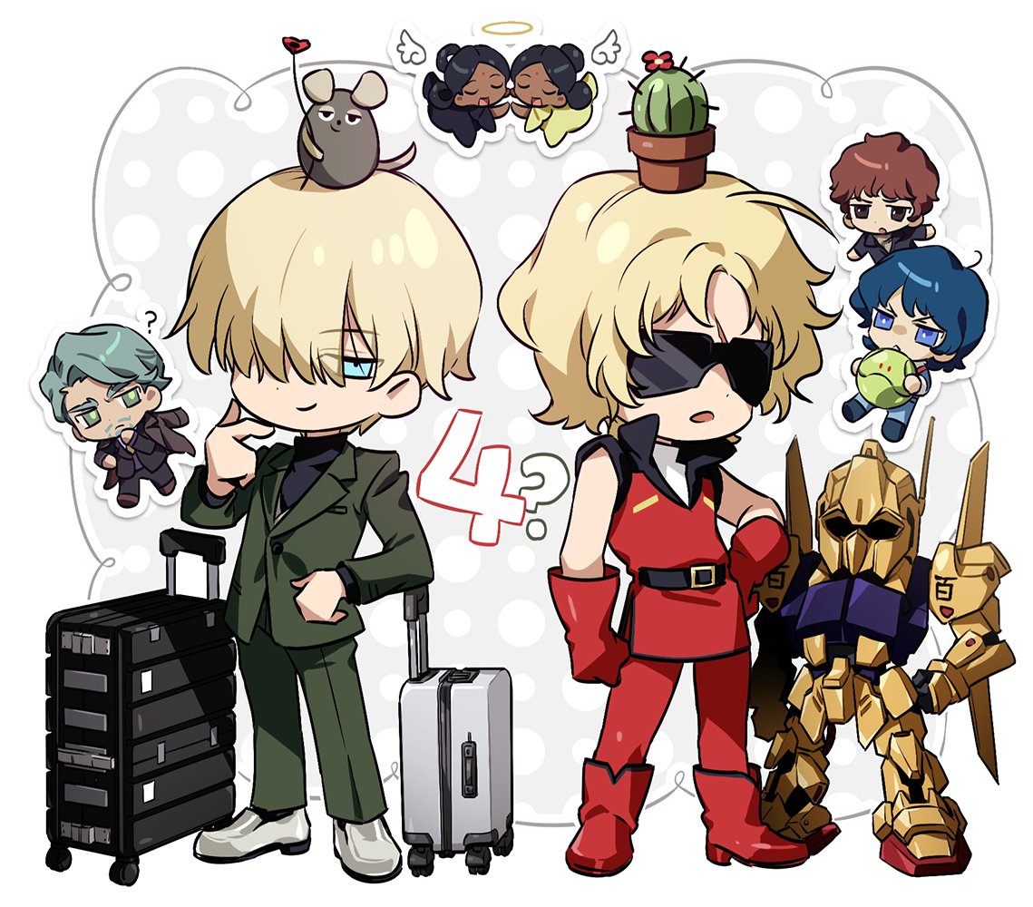 Safebooru - amuro ray blonde hair blue eyes blue hair brown hair ...