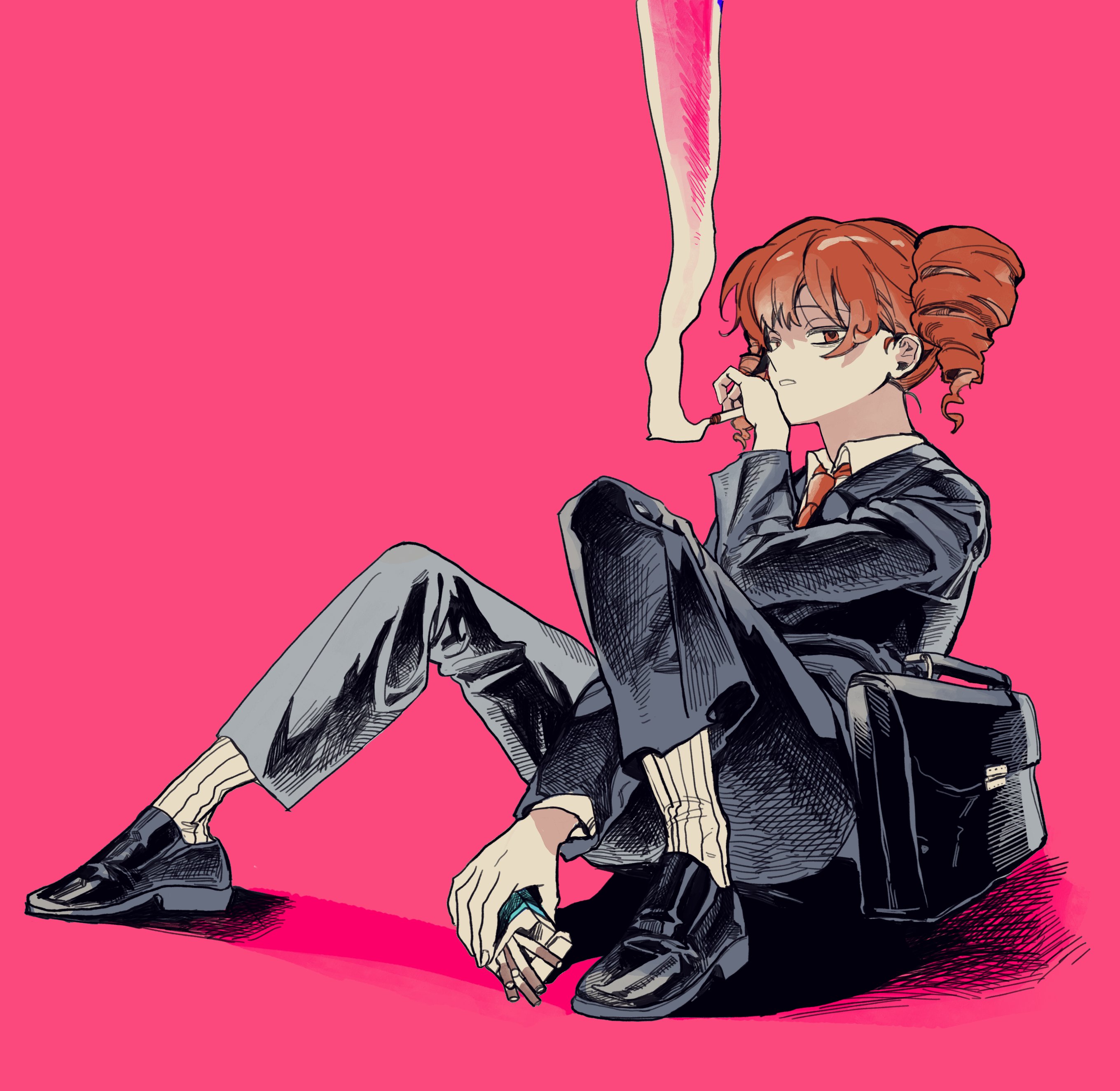 Safebooru - 1girl absurdres alternate costume androgynous ankle socks bag black bag black jacket ...