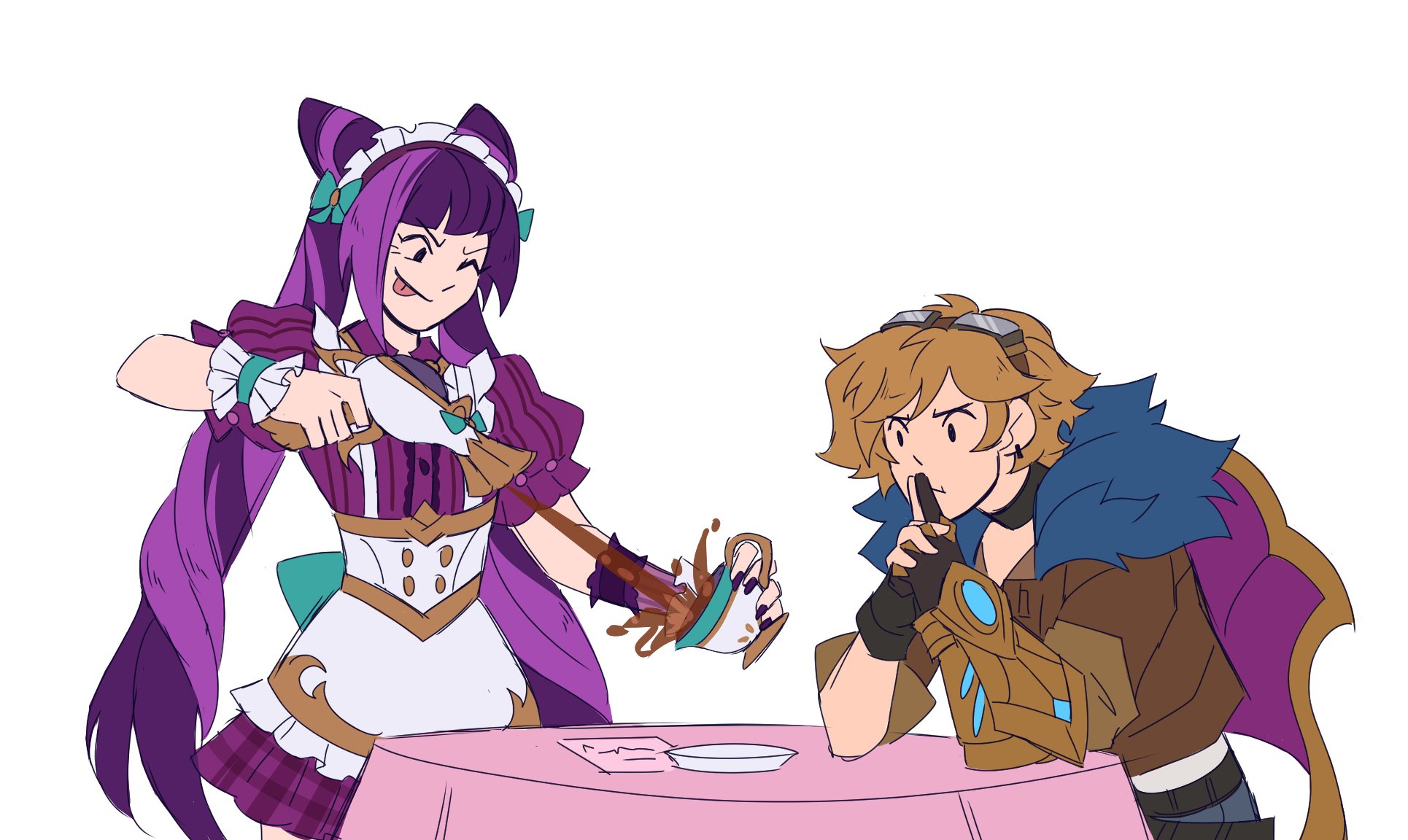 Safebooru - 1boy 1girl :p blonde hair bow brown choker brown gloves ...