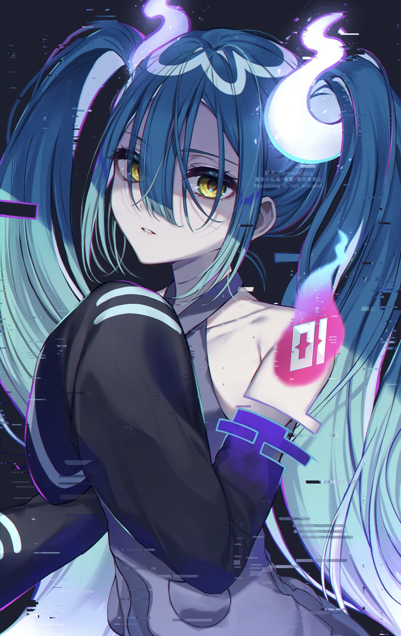 Safebooru - 1girl aqua hair detached sleeves ghost ghost miku (project ...