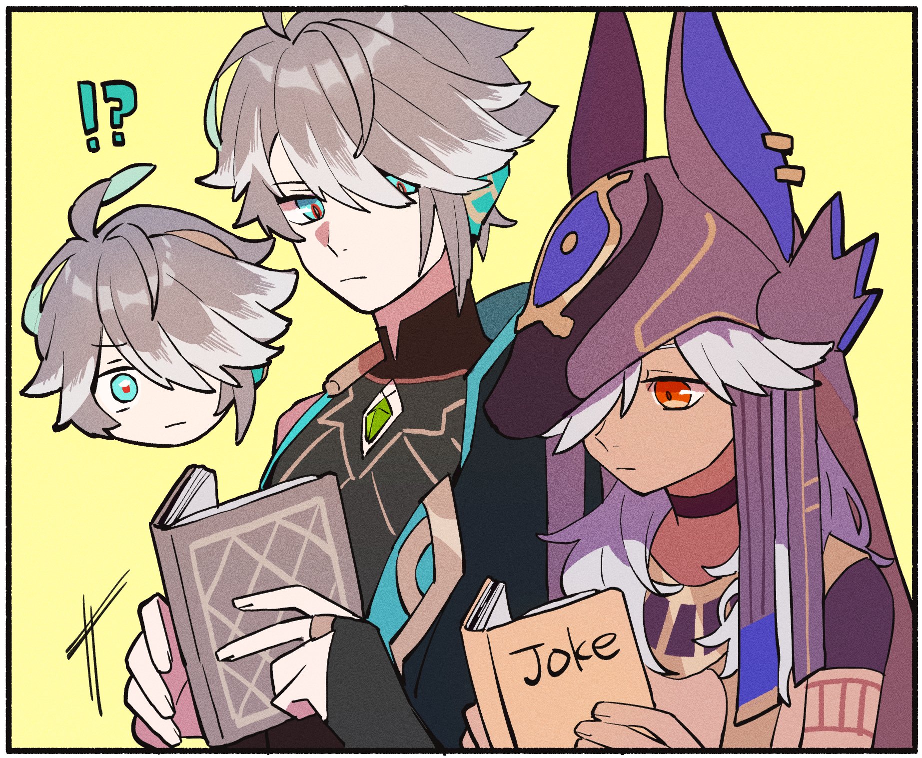 Safebooru - 2boys ahoge alhaitham (genshin impact) aqua eyes armlet ...