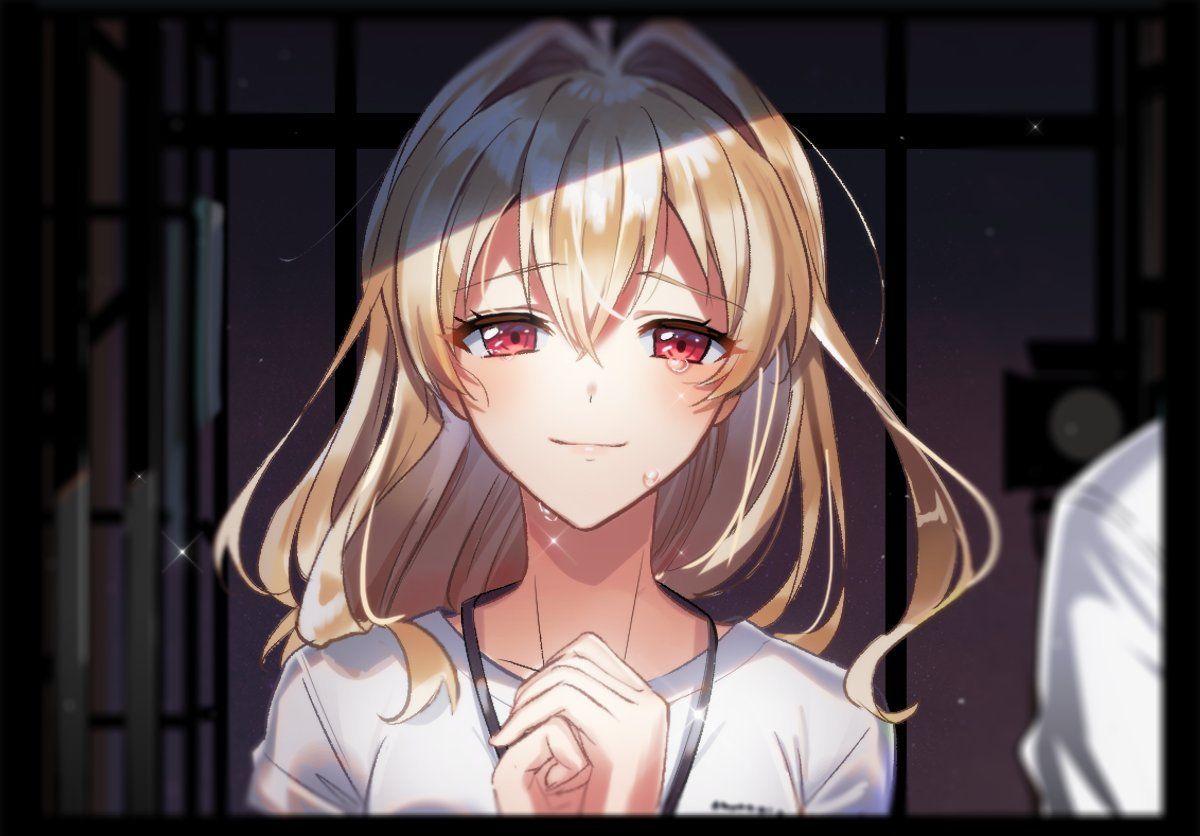 Safebooru - 1boy 1girl ahoge blonde hair blush idolish7 indoors long hair looking at viewer red ...