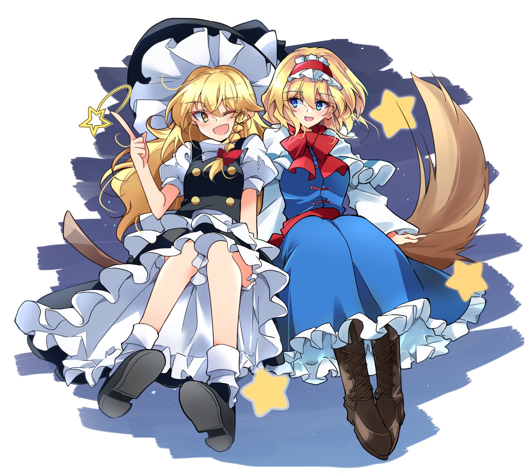Safebooru - 2girls alice margatroid black footwear black headwear black skirt black vest blonde ...
