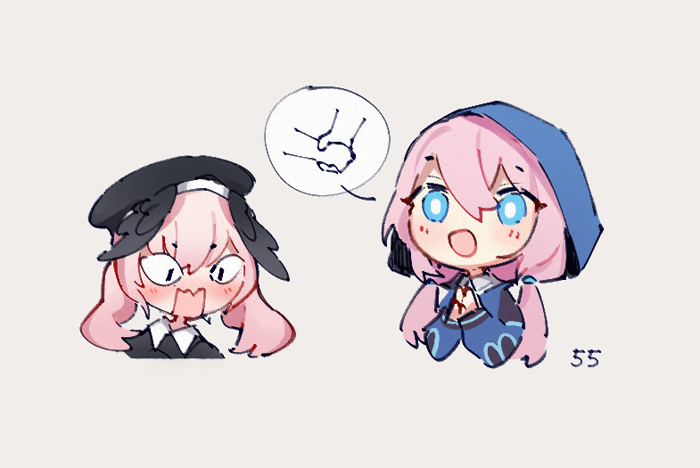 Safebooru - 2girls arknights beret black headwear blue archive blue jacket blue poison ...