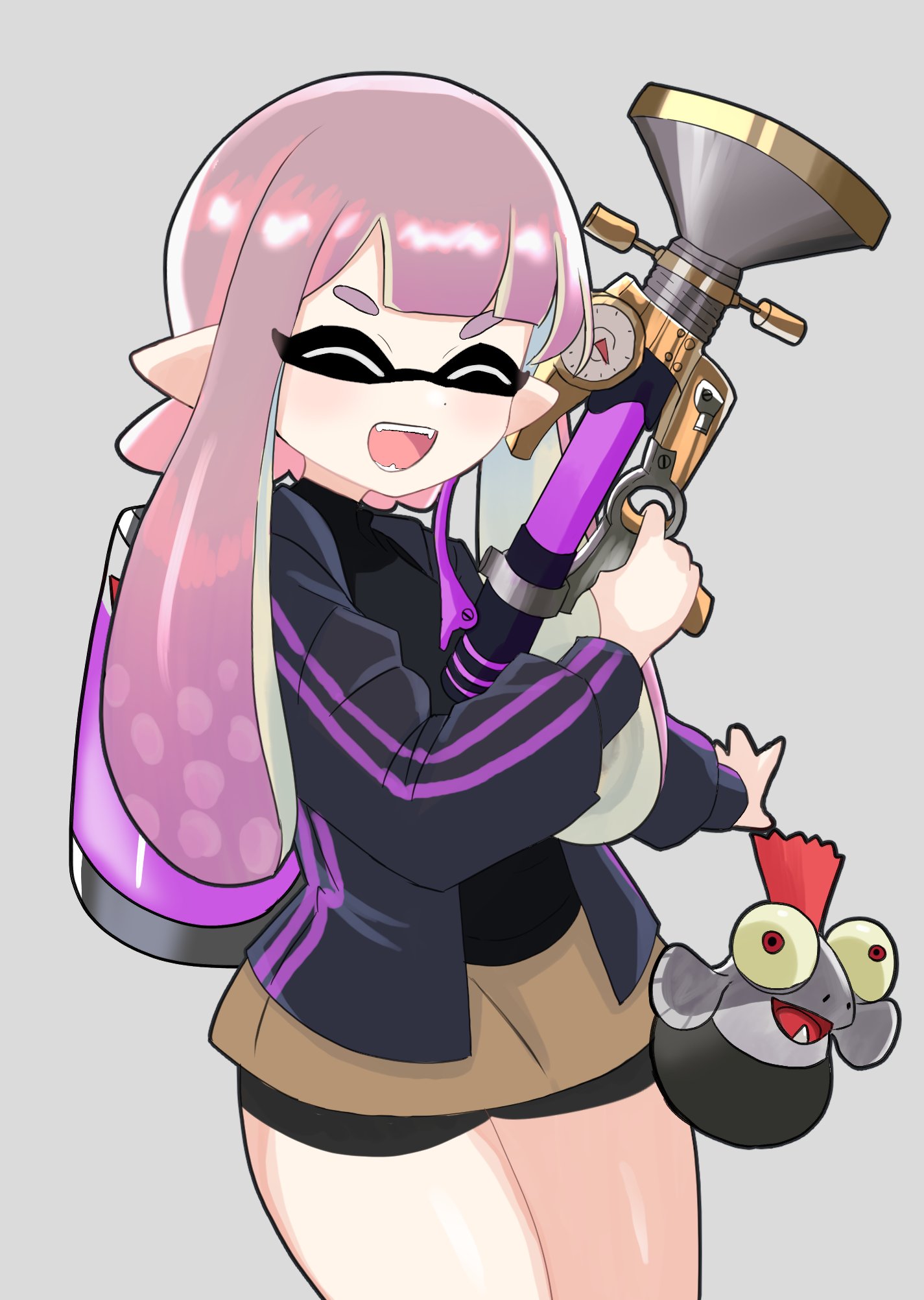 Safebooru - 1girl black shorts blush closed eyes desspie grey ...