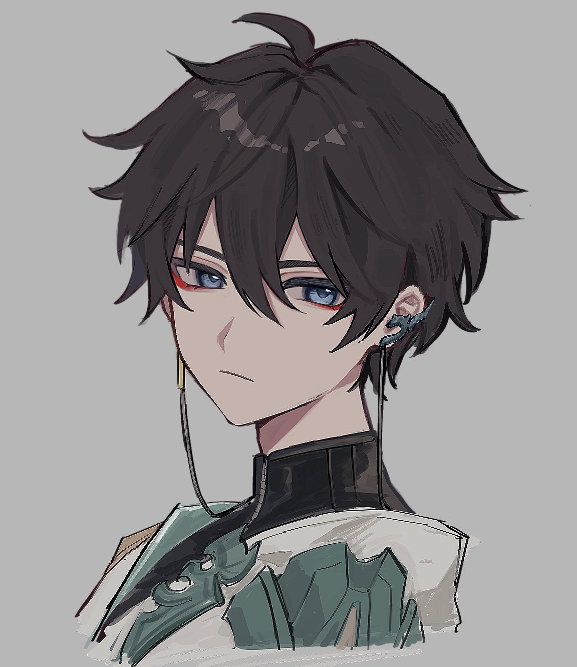 Safebooru - :/ black hair black shirt chinese clothes closed mouth dan heng (honkai: star rail ...