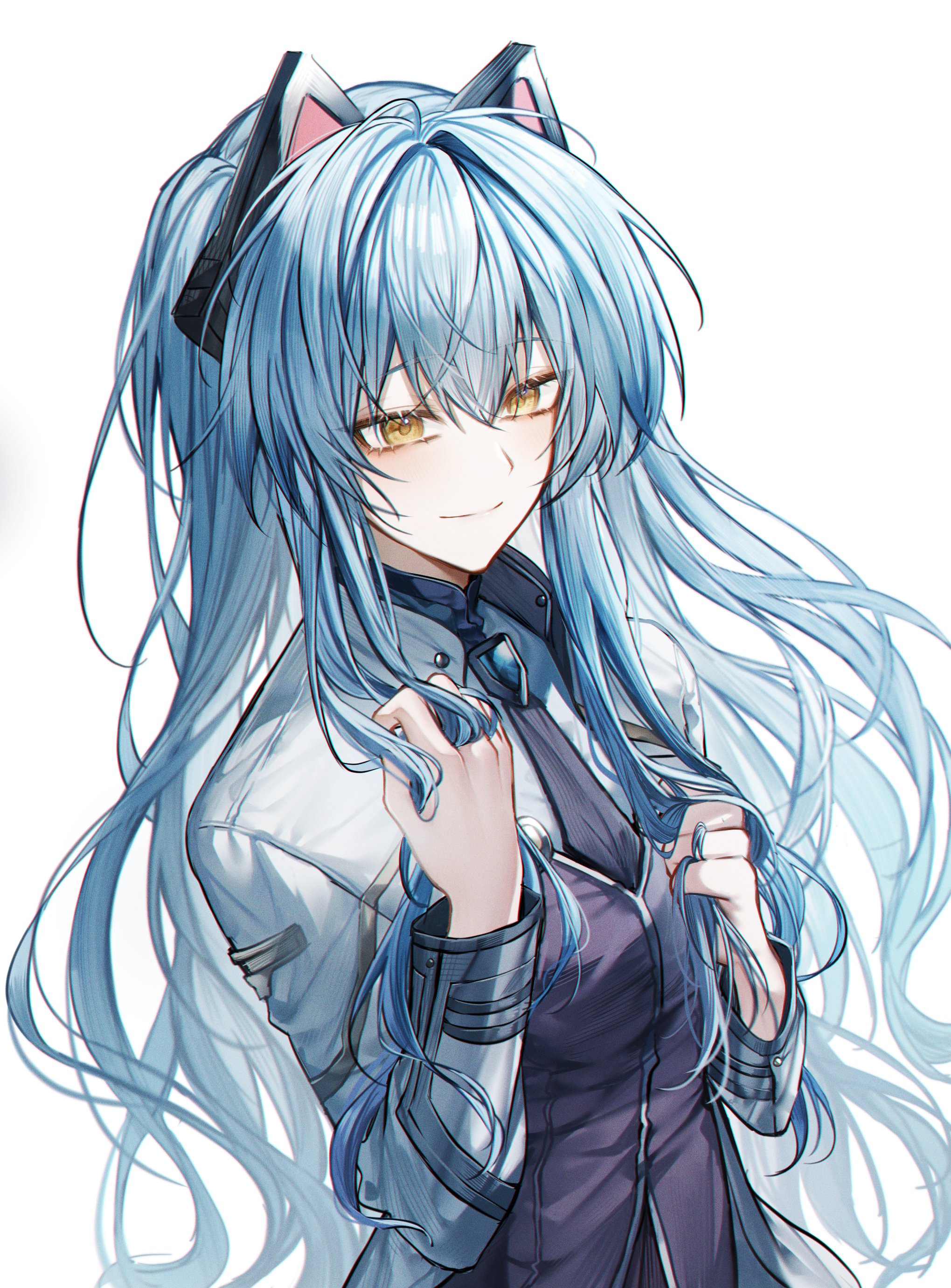 Safebooru - 1girl absurdres ao no kiseki blue hair cat ear hairband double-parted bangs eiyuu ...