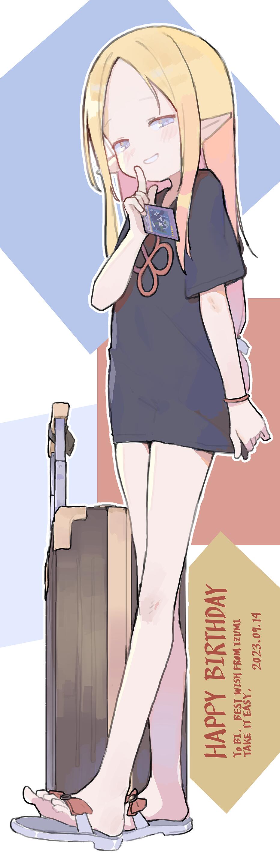 Safebooru - 1girl absurdres black dress blonde hair blue eyes bracelet daquan wubai dated dress ...