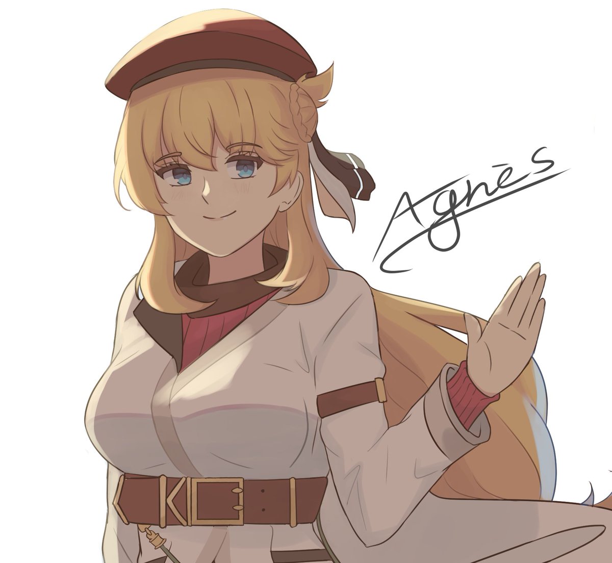 Safebooru - 1girl agnes claudel beret blonde hair blue hair coat eiyuu densetsu english ...