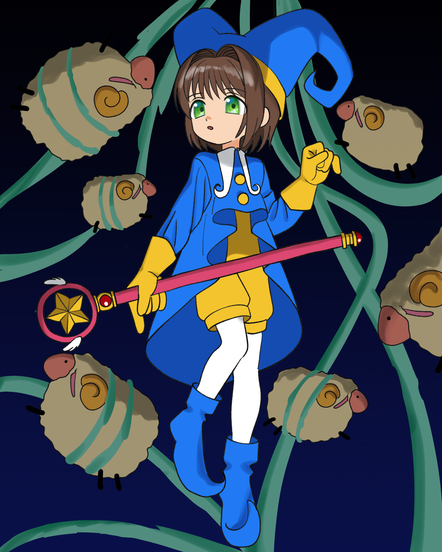 Safebooru - 1girl blue dress bodysuit brown hair cardcaptor sakura ...