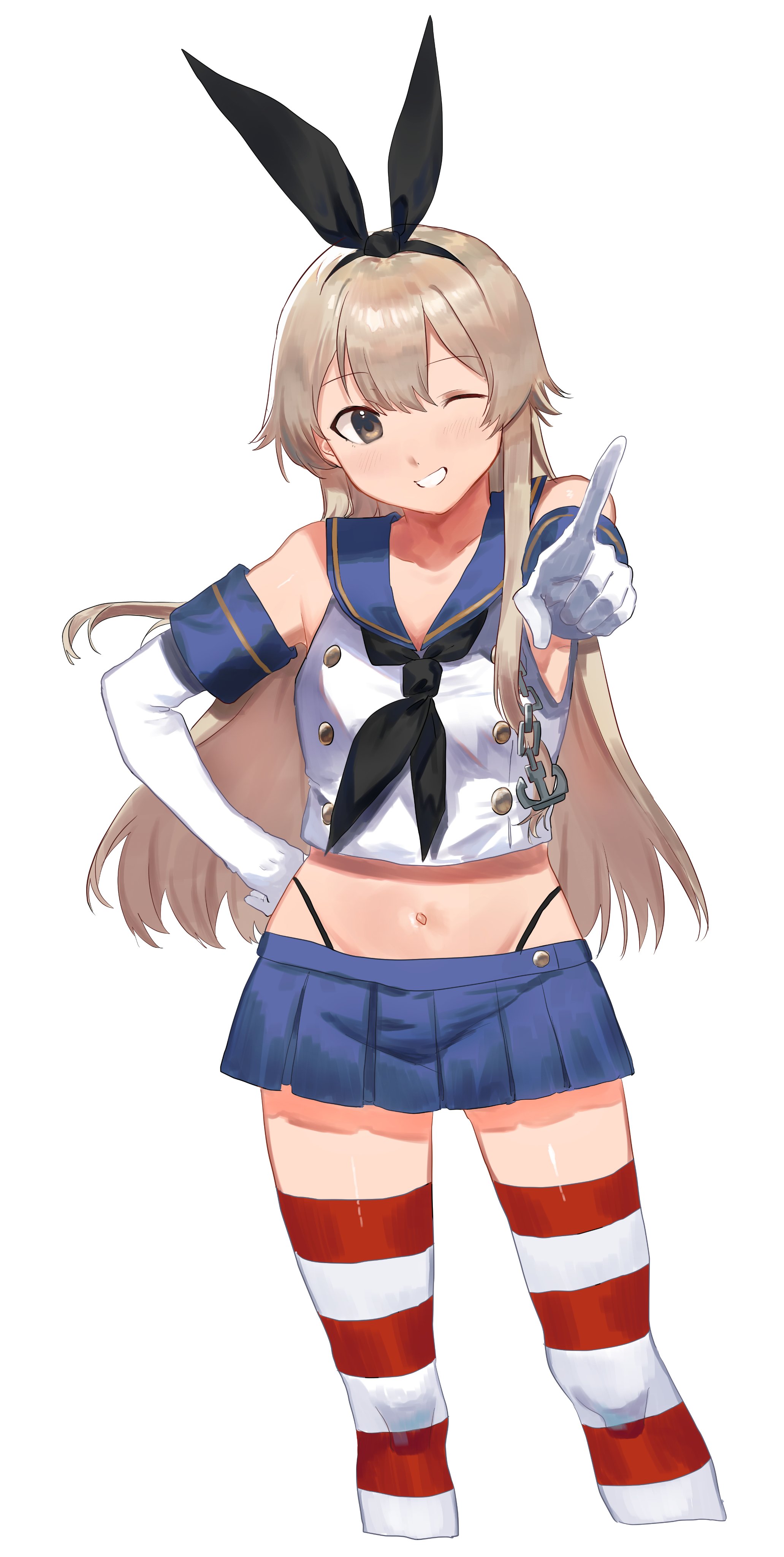 Safebooru - 1girl absurdres black neckerchief blonde hair blue sailor collar brown eyes elbow ...